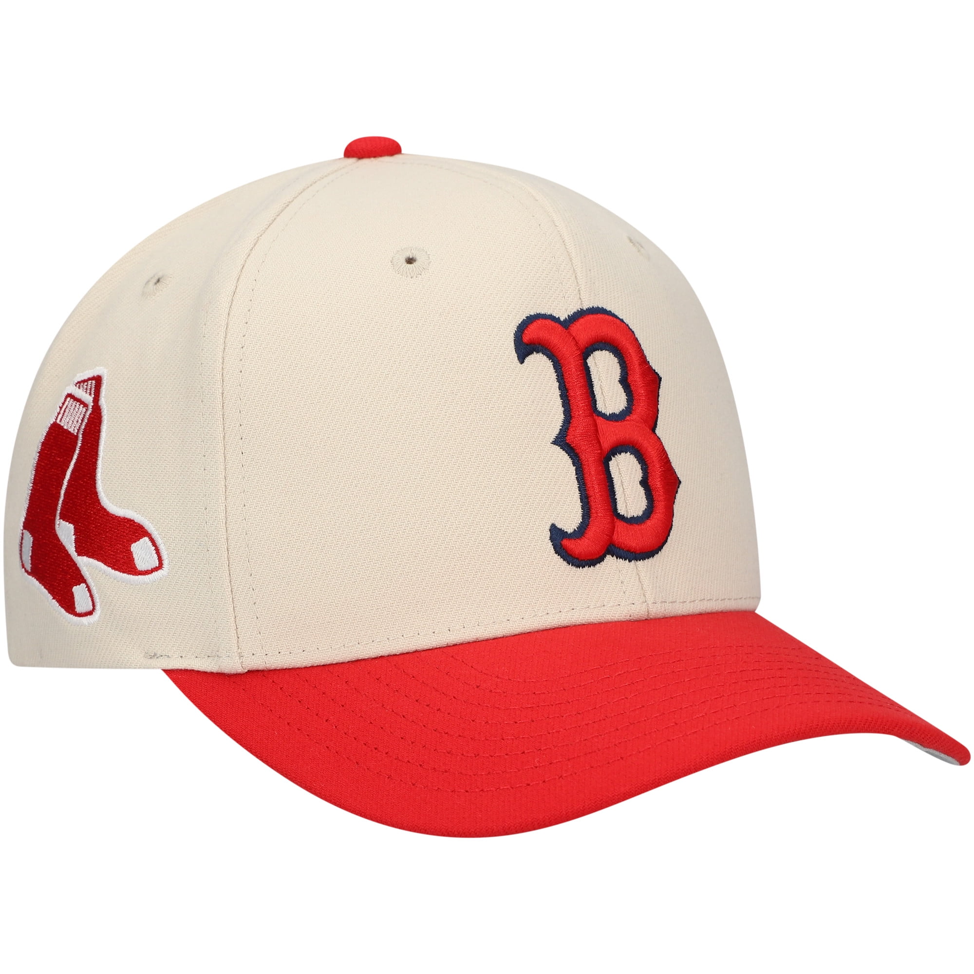 Men's Mitchell & Ness Cream Boston Red Sox Pro Crown Adjustable Hat ...