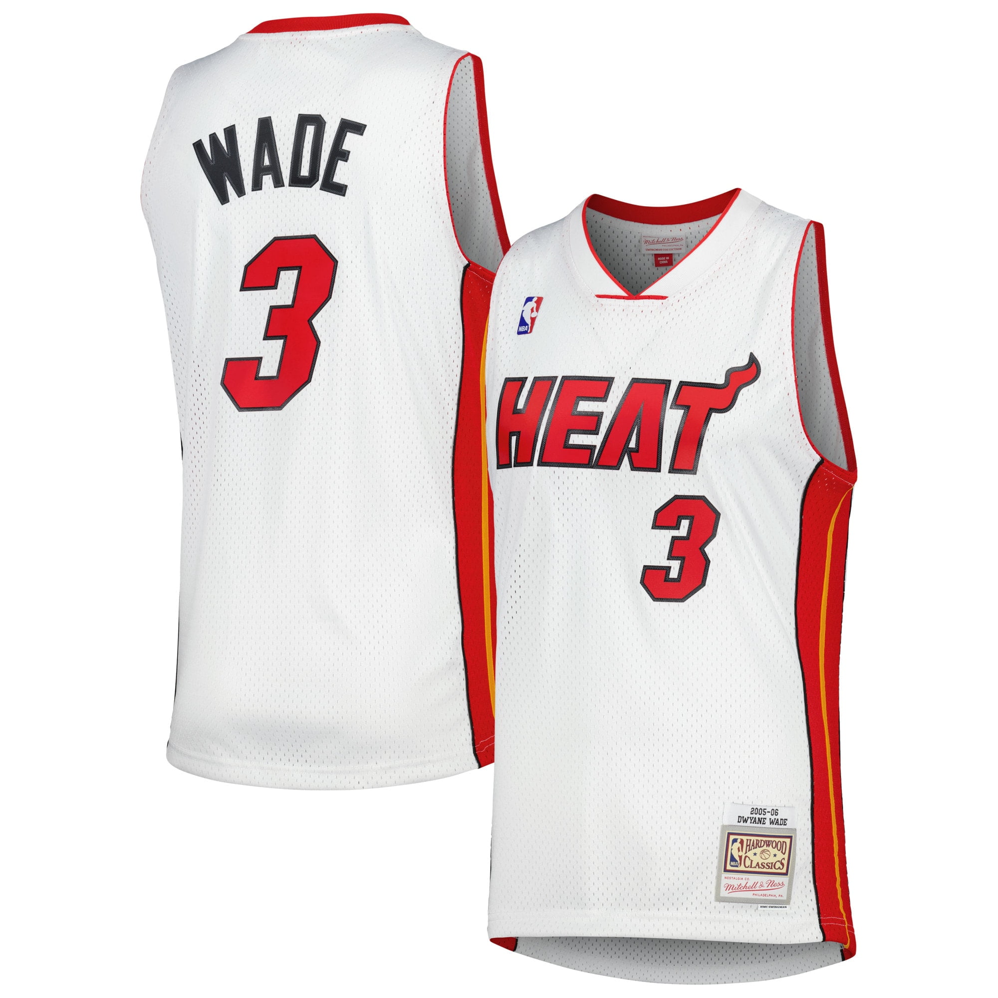 Men's Mitchell & Ness Dwyane Wade White Miami Heat 2005/06 Hardwood ...