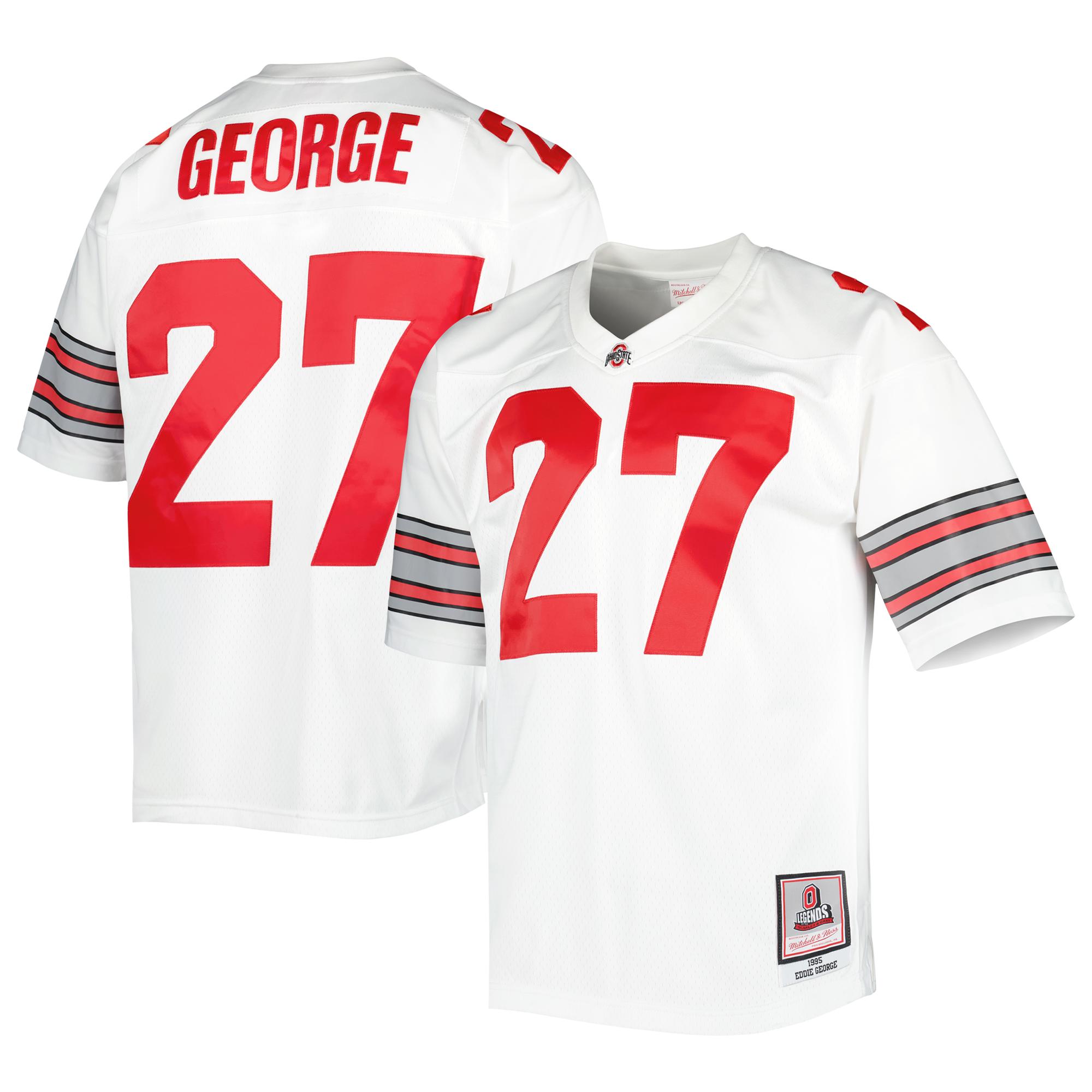 Men's Mitchell & Ness Eddie George White Ohio State Buckeyes Authentic ...