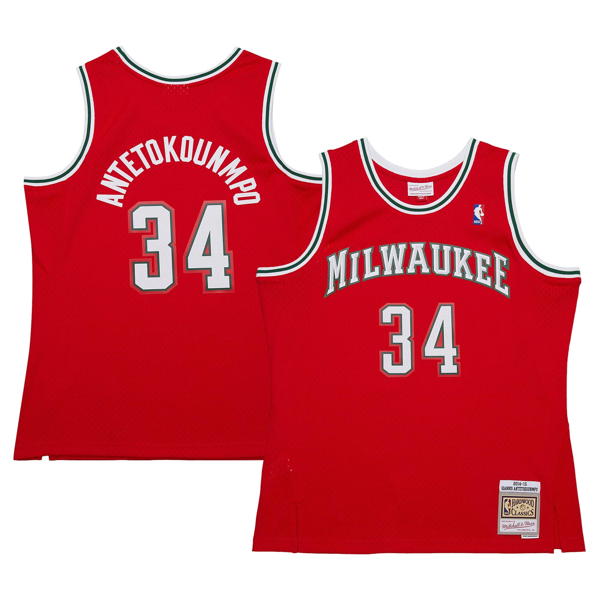 Men's Mitchell & Ness Giannis Antetokounmpo Red Milwaukee Bucks 2014/15 ...