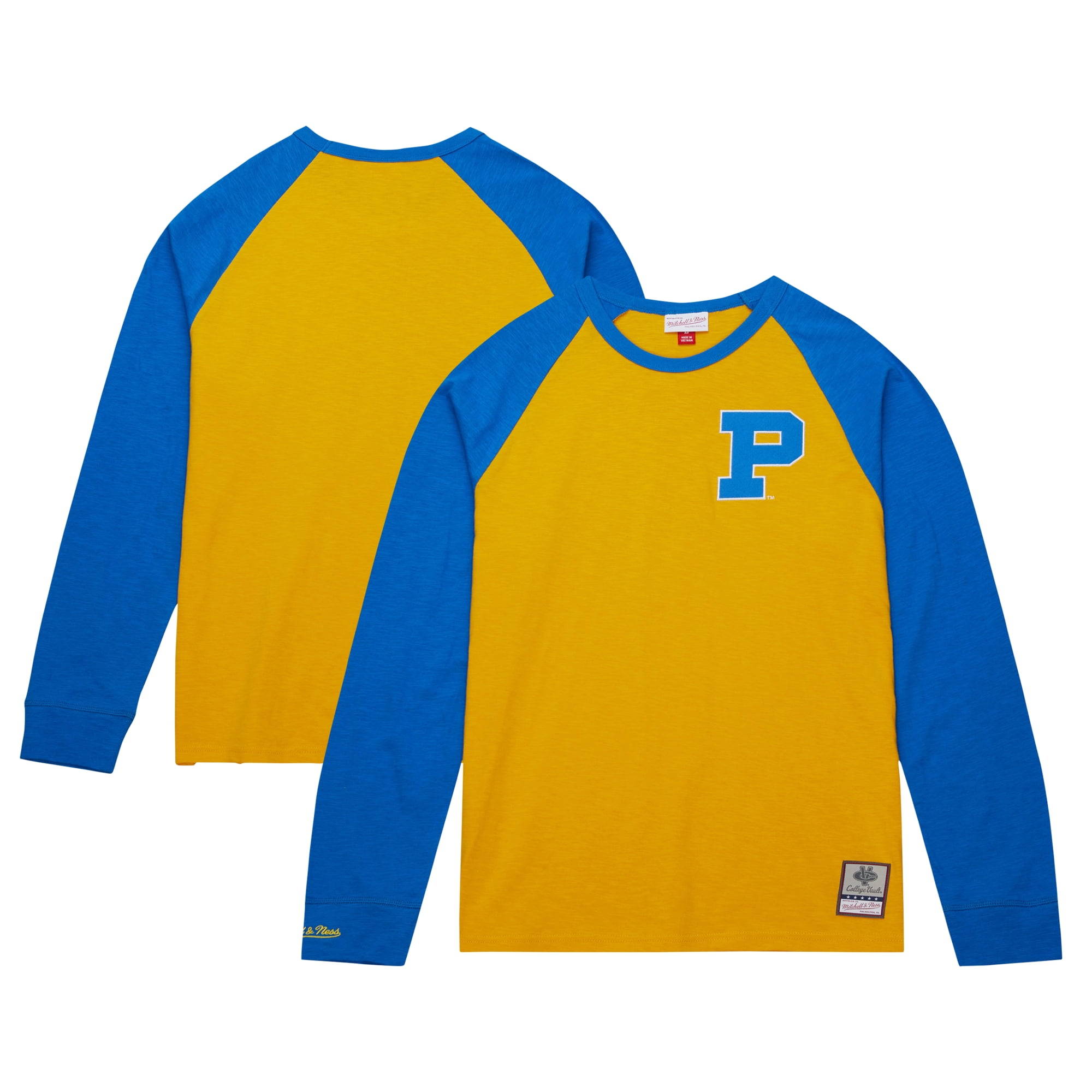 Men's Mitchell & Ness Gold Pitt Panthers Legendary Slub Raglan Long ...