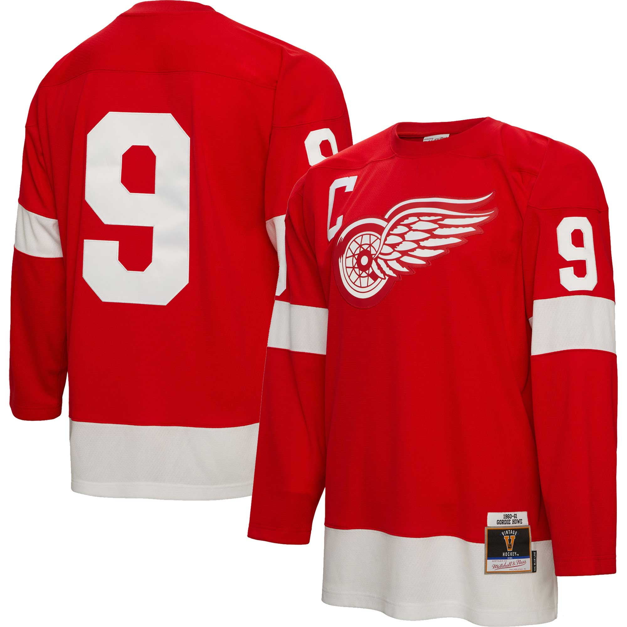 Men's Mitchell & Ness Gordie Howe Red Detroit Red Wings Captain Patch ...