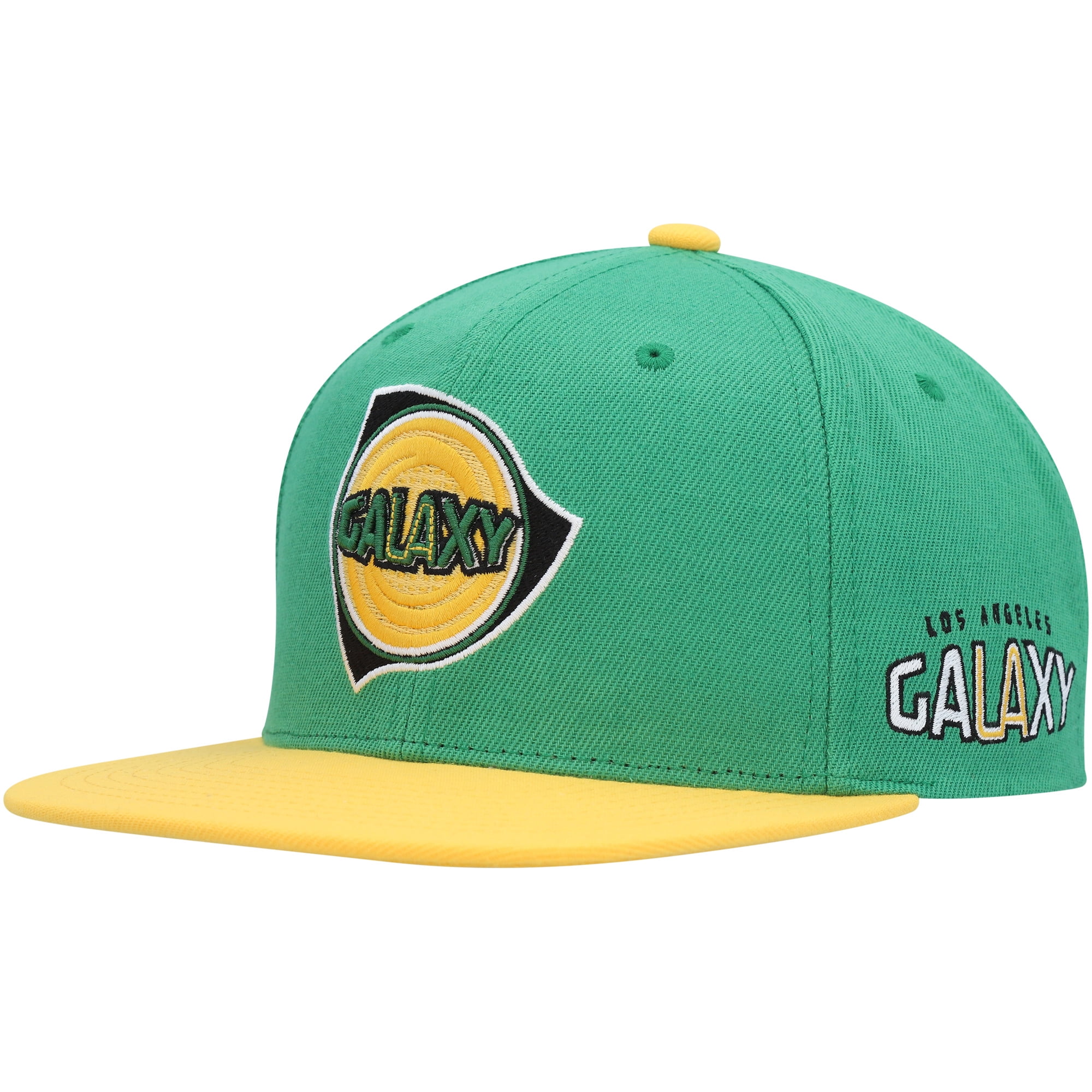 Men's Mitchell & Ness Green LA Galaxy Throwback Logo Snapback Hat ...