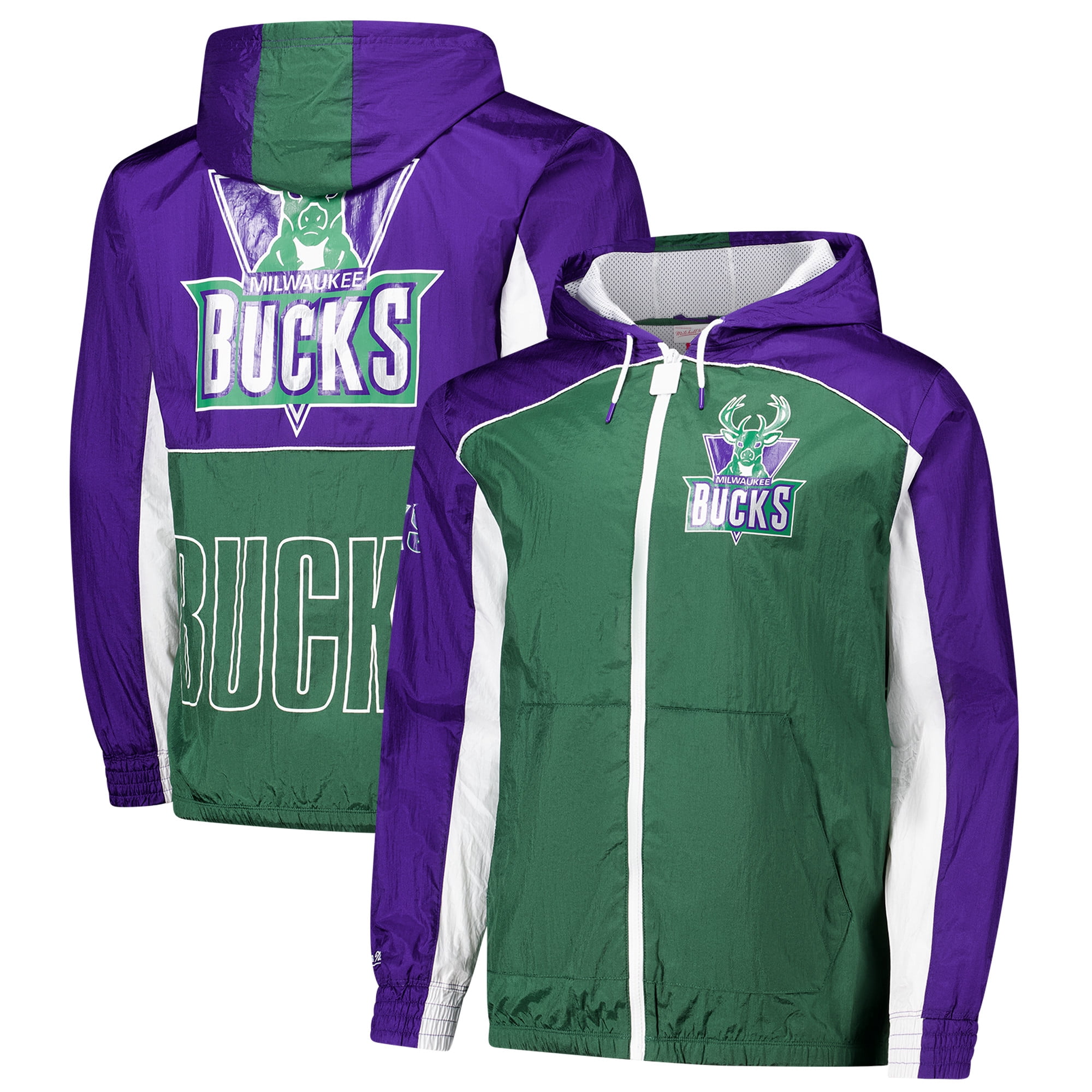 Men's Mitchell & Ness Green/Purple Milwaukee Bucks Hardwood Classics ...