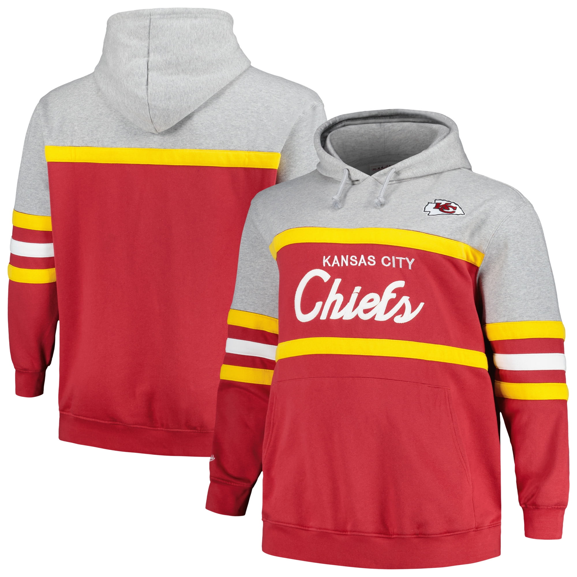 Men's Mitchell & Ness Heather Gray/Red Kansas City Chiefs Big & Tall ...