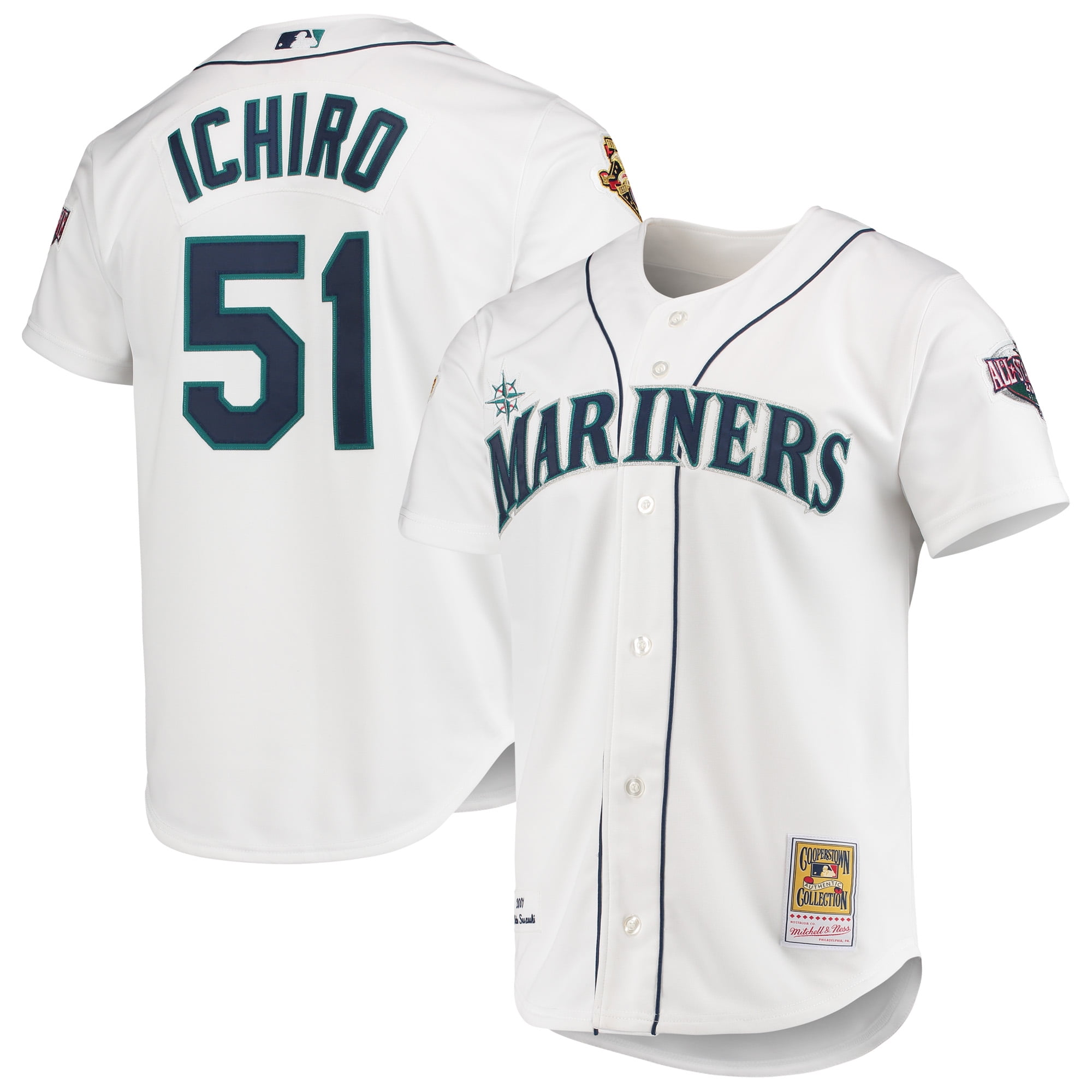 Men's Mitchell & Ness Ichiro Suzuki White Seattle Mariners 2001 MLB All ...