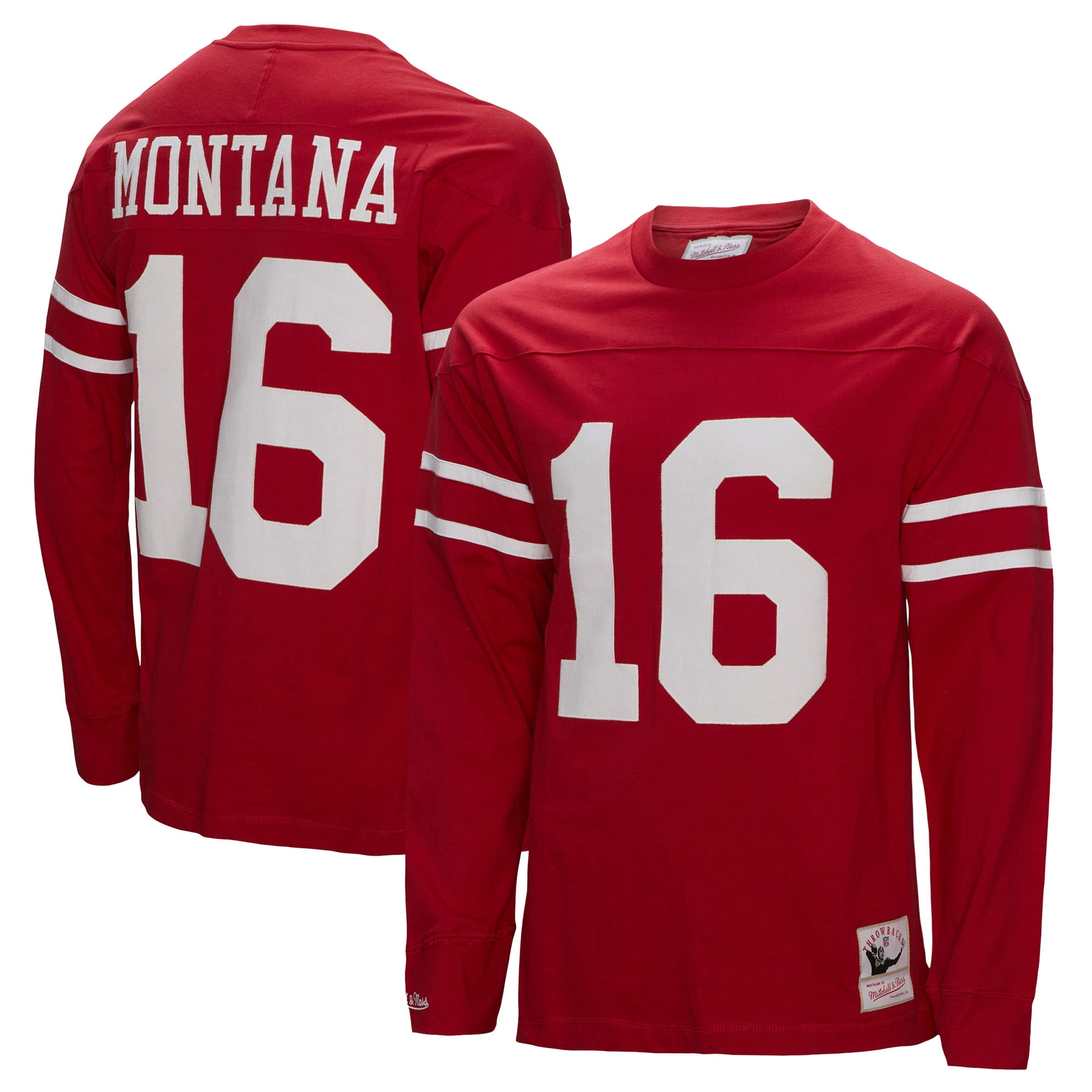 Men's Mitchell & Ness Joe Montana Scarlet San Francisco 49ers Throwback ...