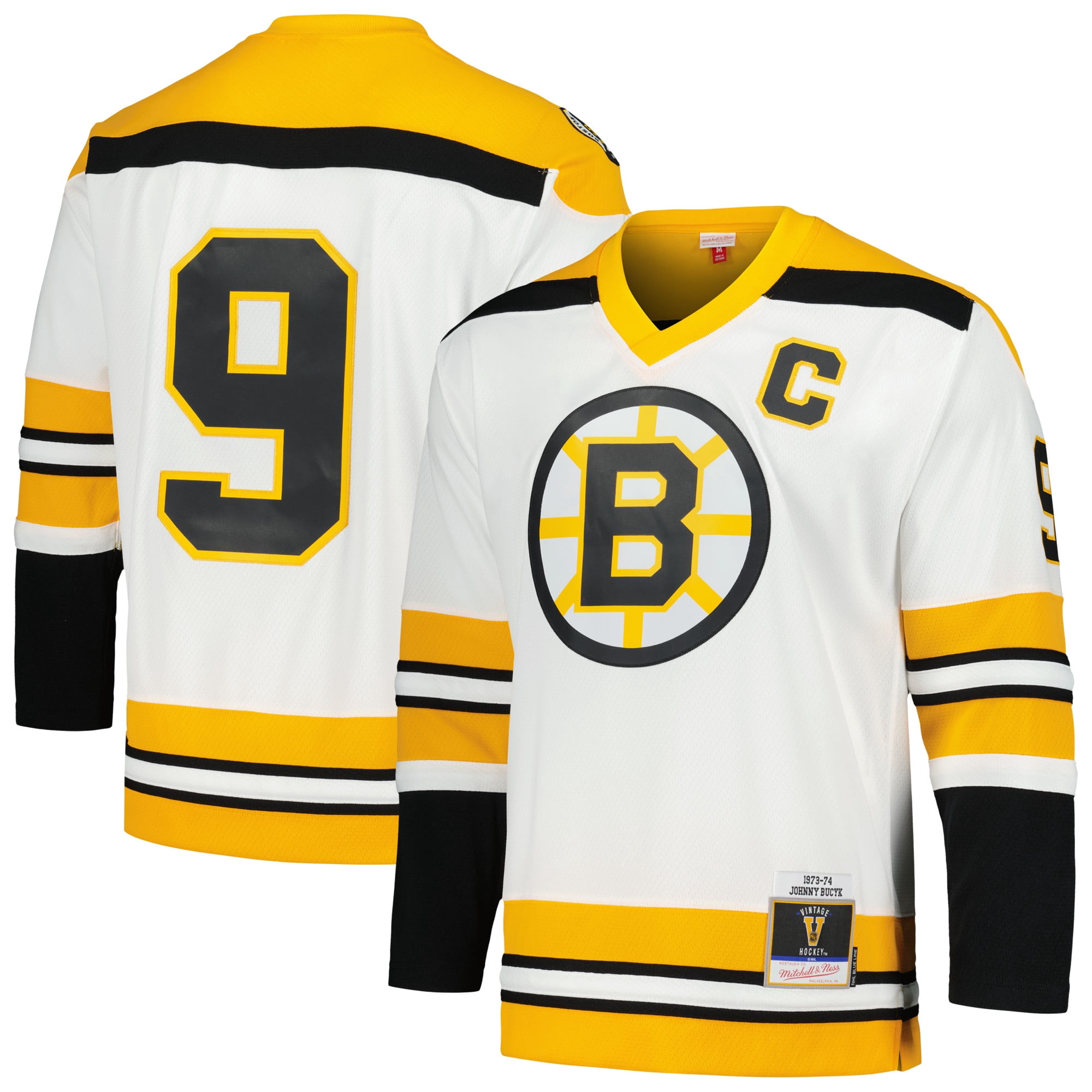 Men's Mitchell & Ness Johnny Bucyk White Boston Bruins 1973/74 Blue ...