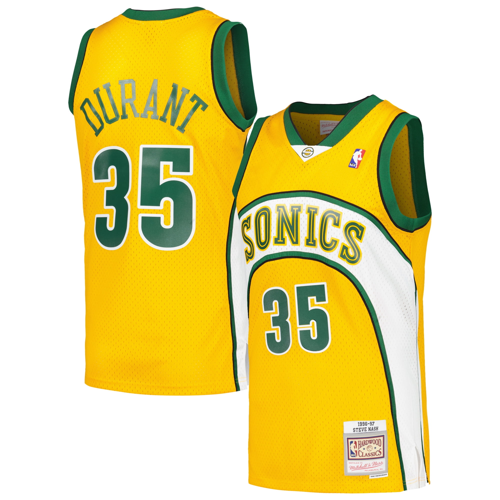 Men's Mitchell & Ness Kevin Durant Yellow Seattle SuperSonics 2007/08 ...