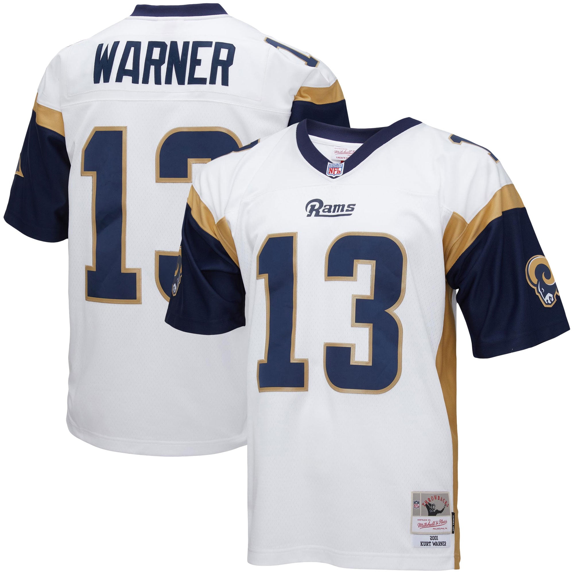 Men's Mitchell & Ness Kurt Warner White Los Angeles Rams Big & Tall ...