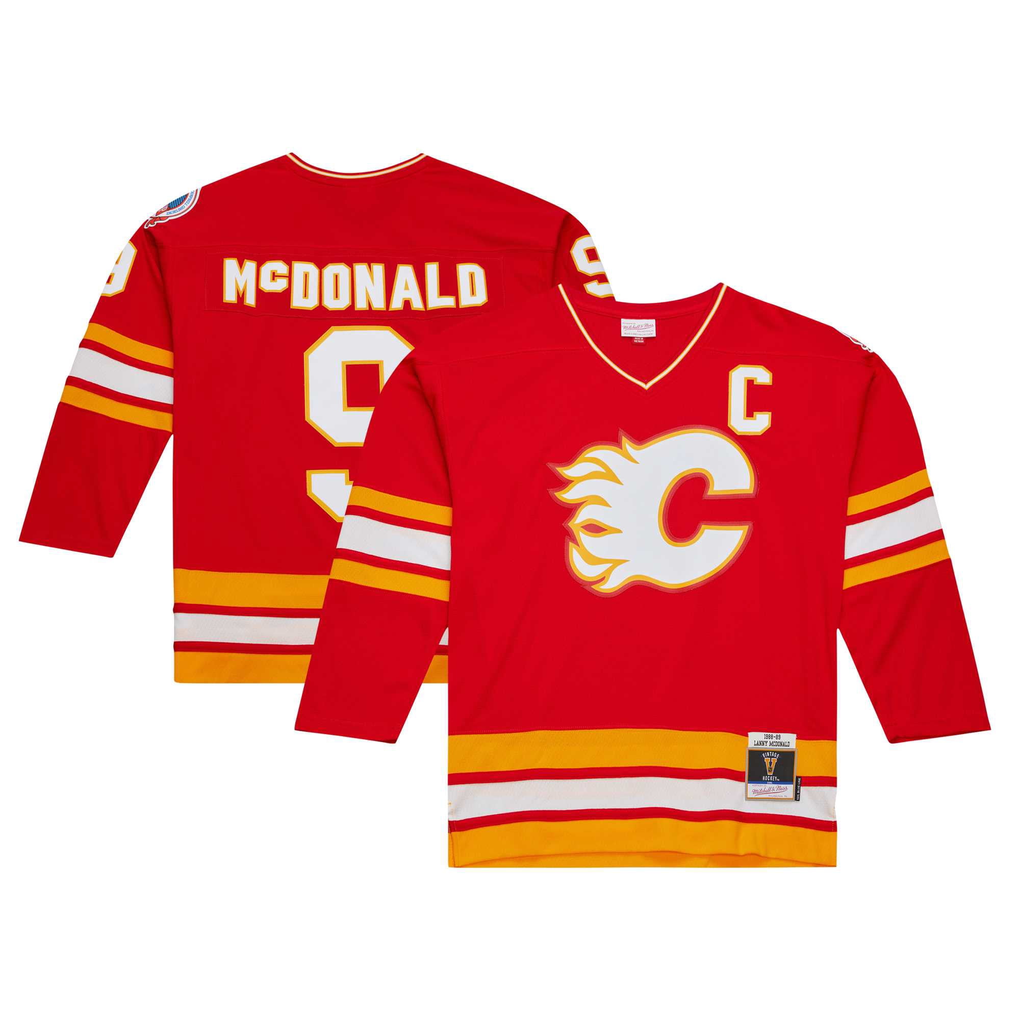 Men's Mitchell & Ness Lanny McDonald Red Calgary Flames Captain Patch ...