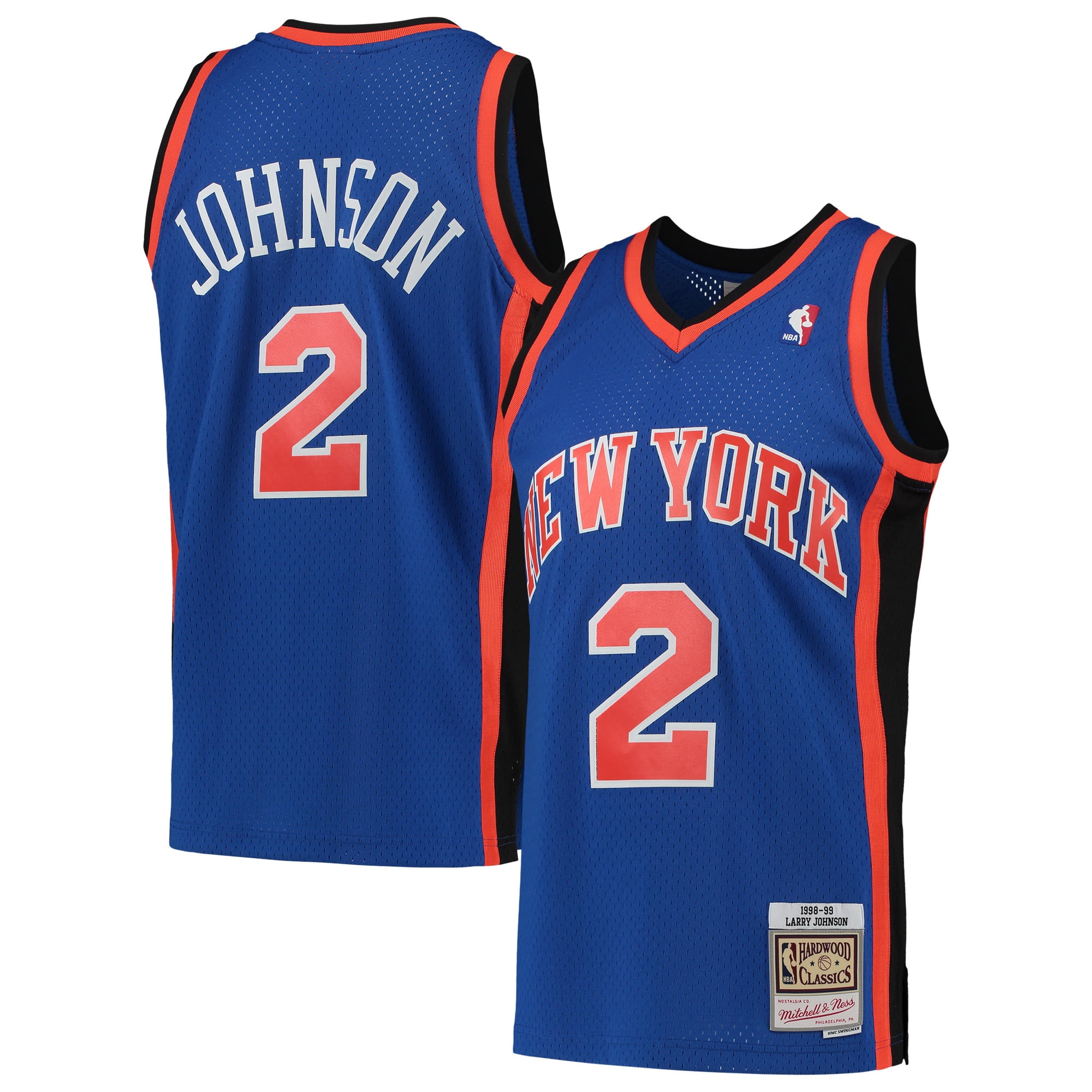 Men's Mitchell & Ness Larry Johnson Blue New York Knicks 1998/99 ...