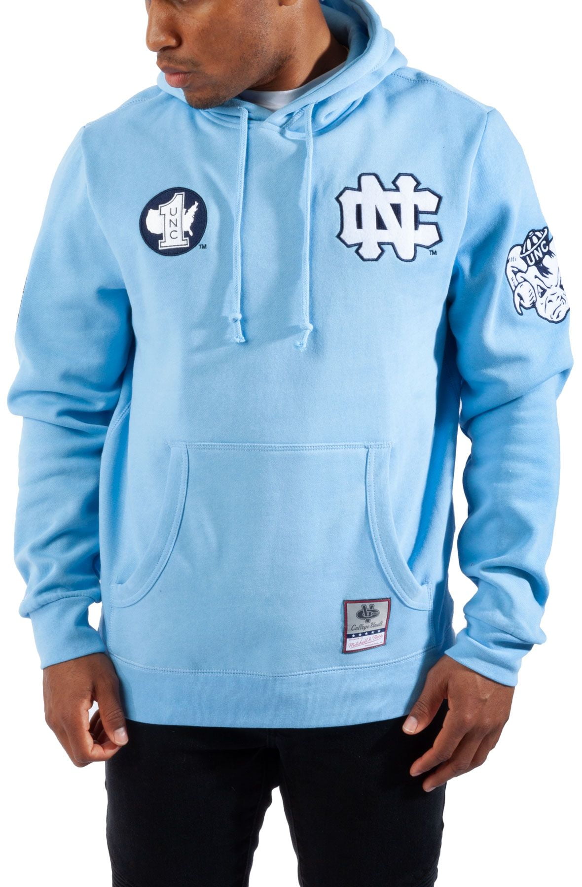 Men's Mitchell & Ness Light Blue UNC NCAA Champ City Fleece Pullover ...