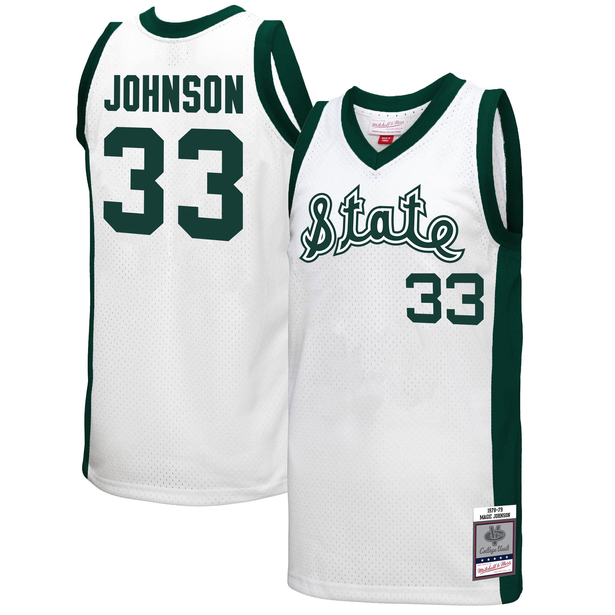 Men's Mitchell & Ness Magic Johnson White Michigan State Spartans 1978 Swingman Throwback Jersey ...