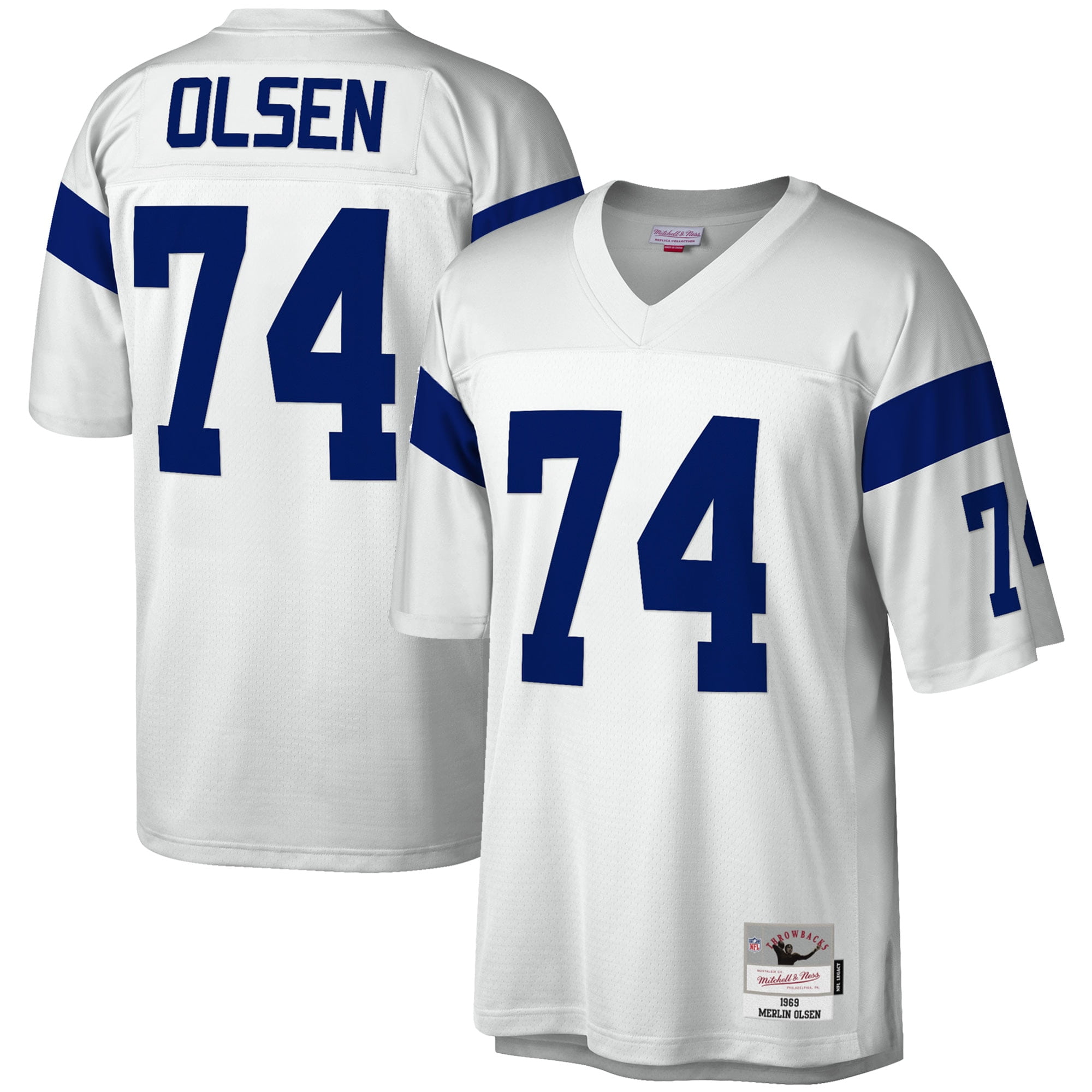 Men's Mitchell & Ness Merlin Olsen White Los Angeles Rams Legacy ...