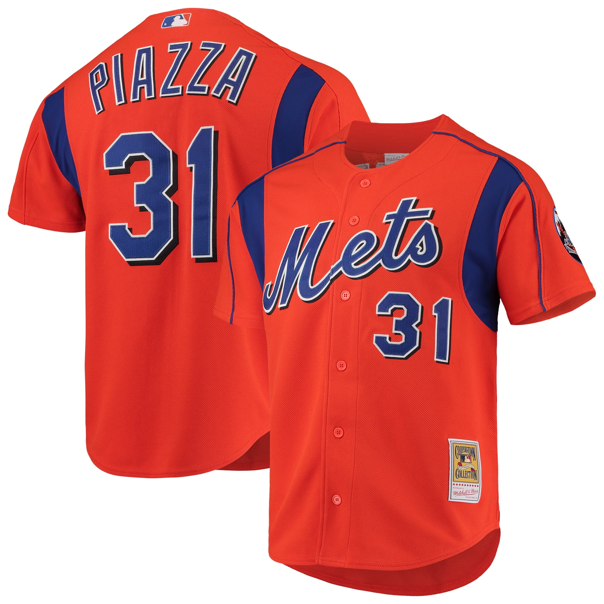 Men's Mitchell & Ness Mike Piazza Orange New York Mets Cooperstown ...