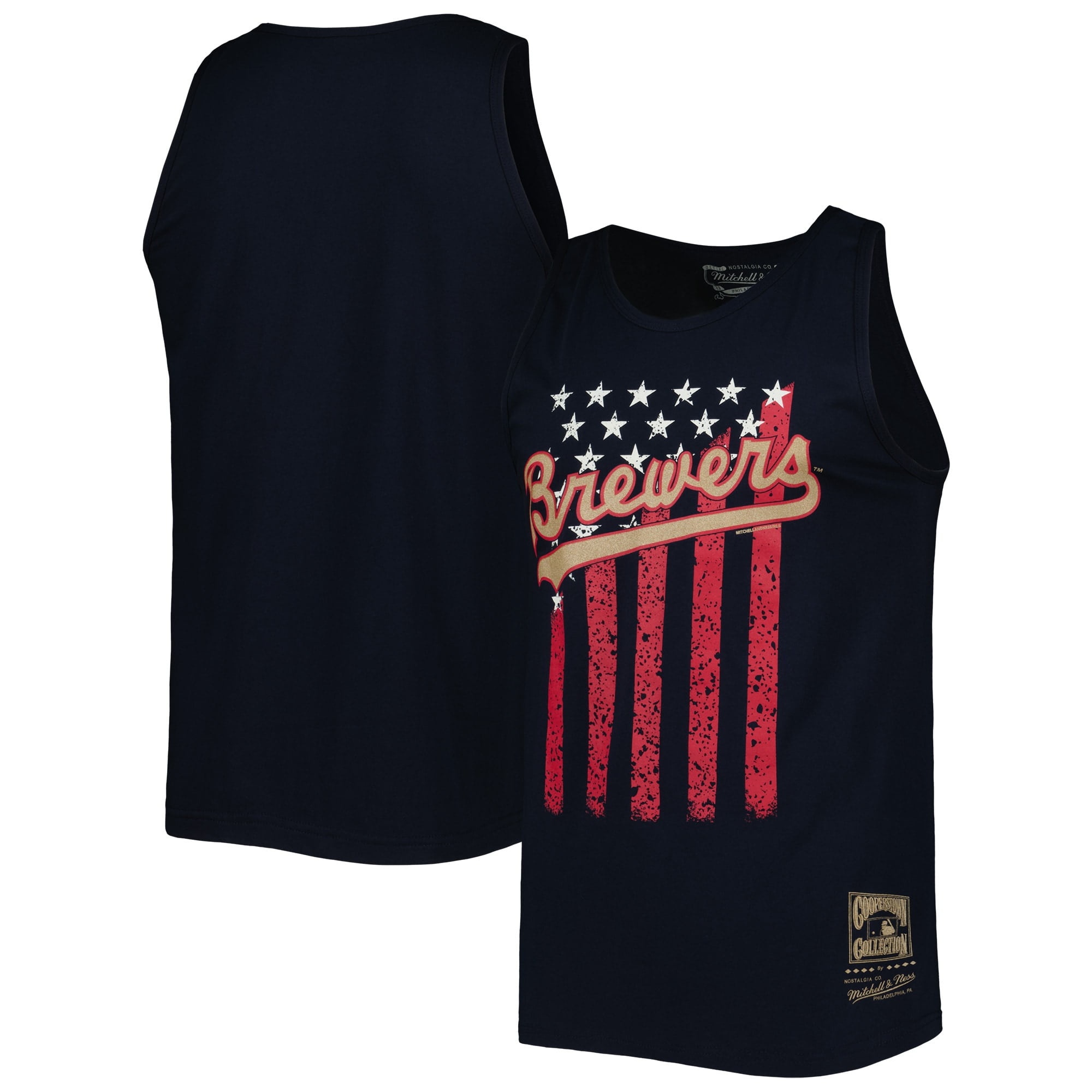 Men's Mitchell & Ness Navy Milwaukee Brewers Cooperstown Collection ...