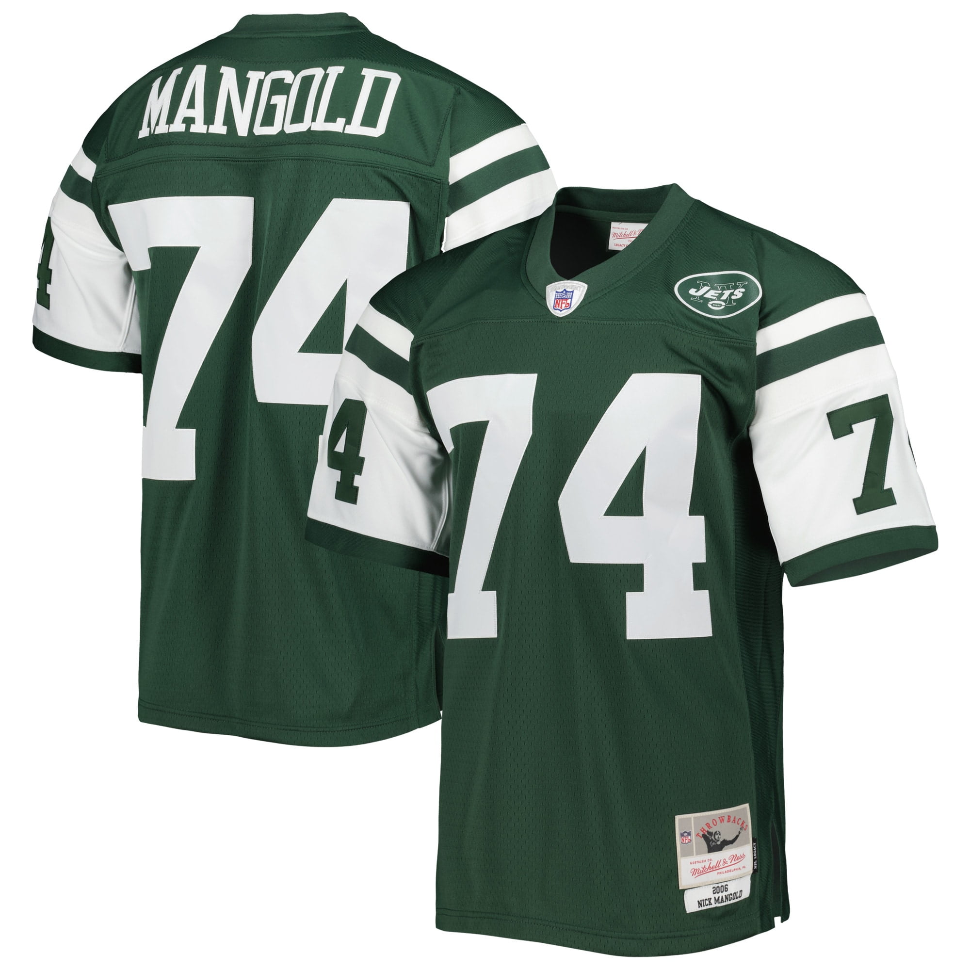 Men's Mitchell & Ness Nick Mangold Green New York Jets Legacy Replica ...