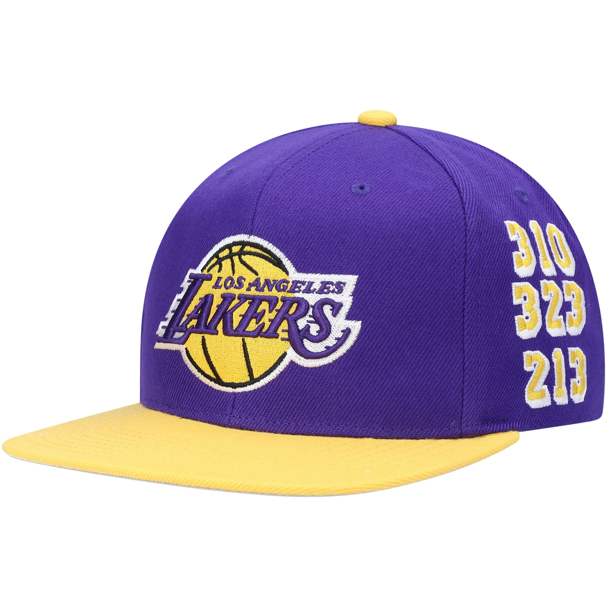 Men's Mitchell & Ness Purple Los Angeles Lakers Area Code Snapback Hat ...