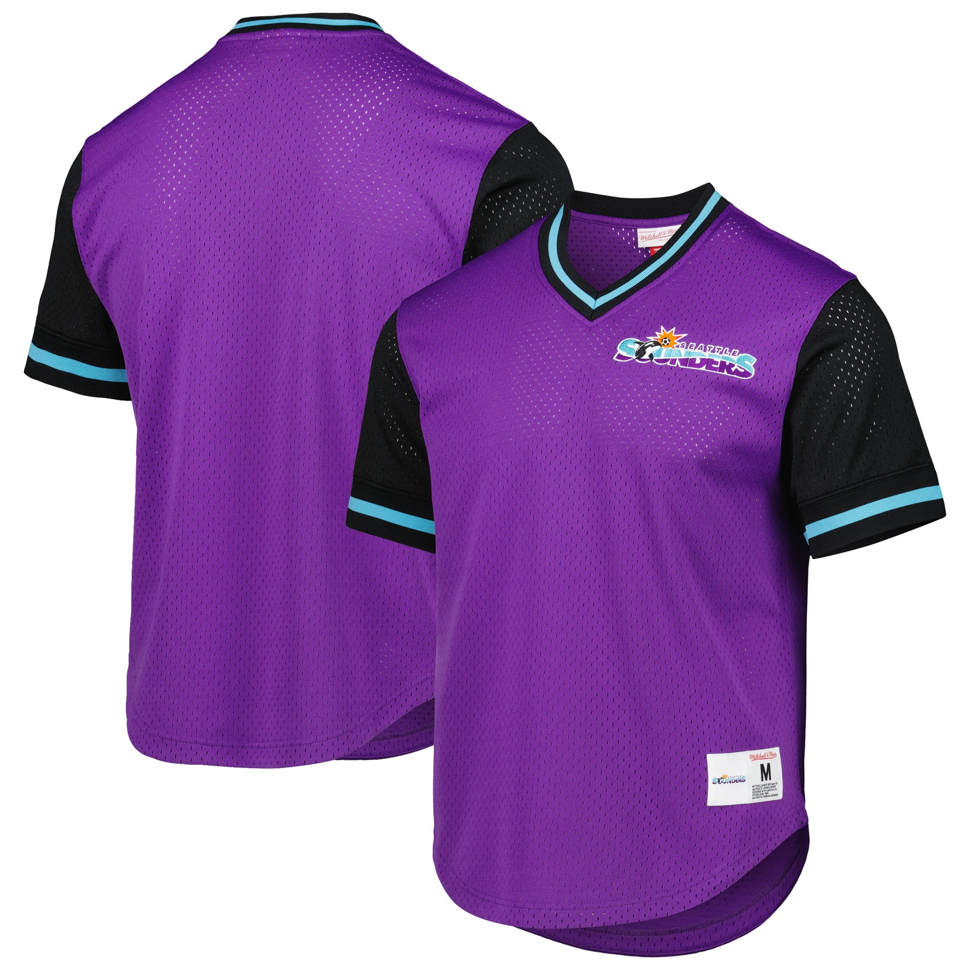 Men's Mitchell & Ness Purple Seattle Sounders FC Mesh V-Neck T-Shirt ...