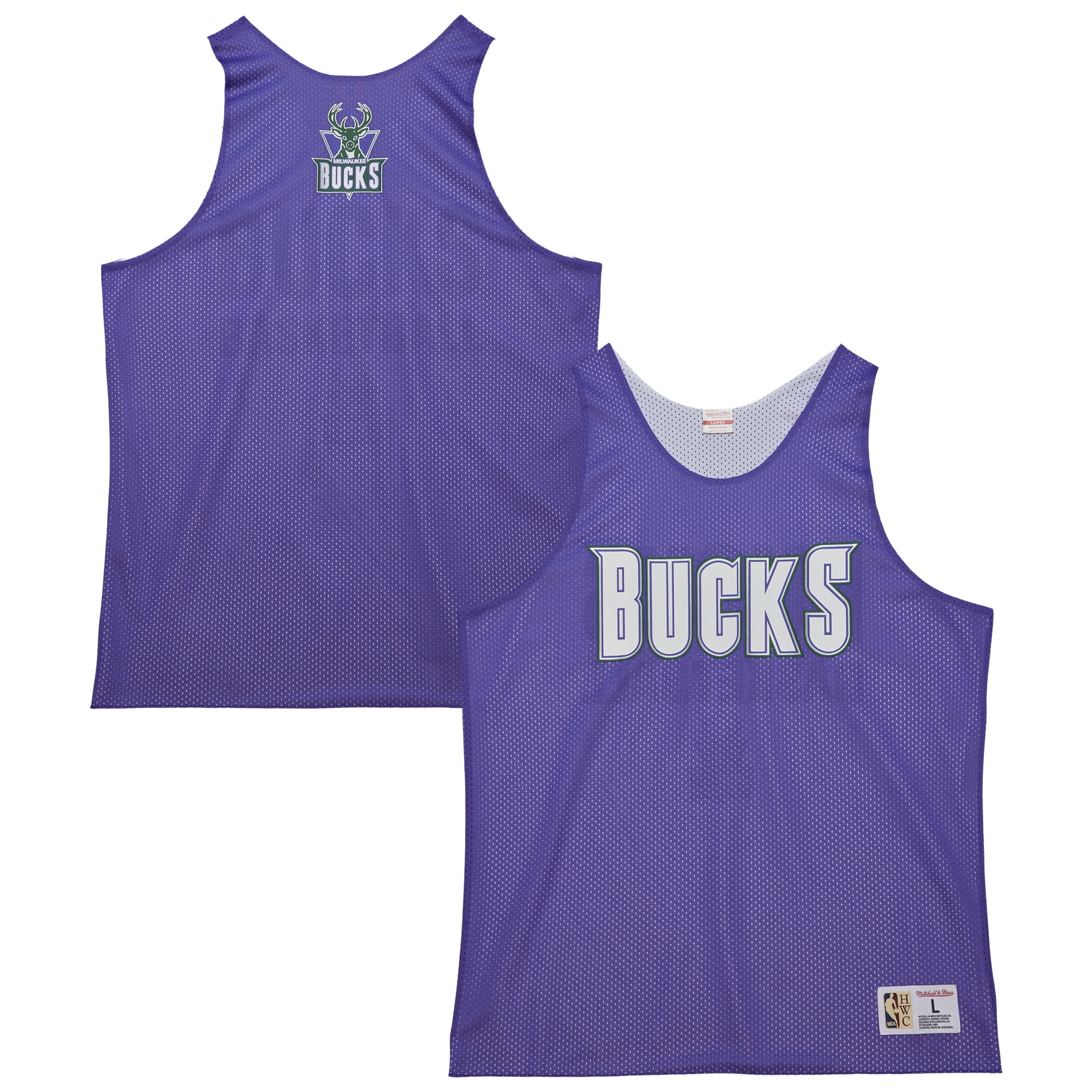 Men's Mitchell & Ness Purple/White Milwaukee Bucks Hardwood Classics ...