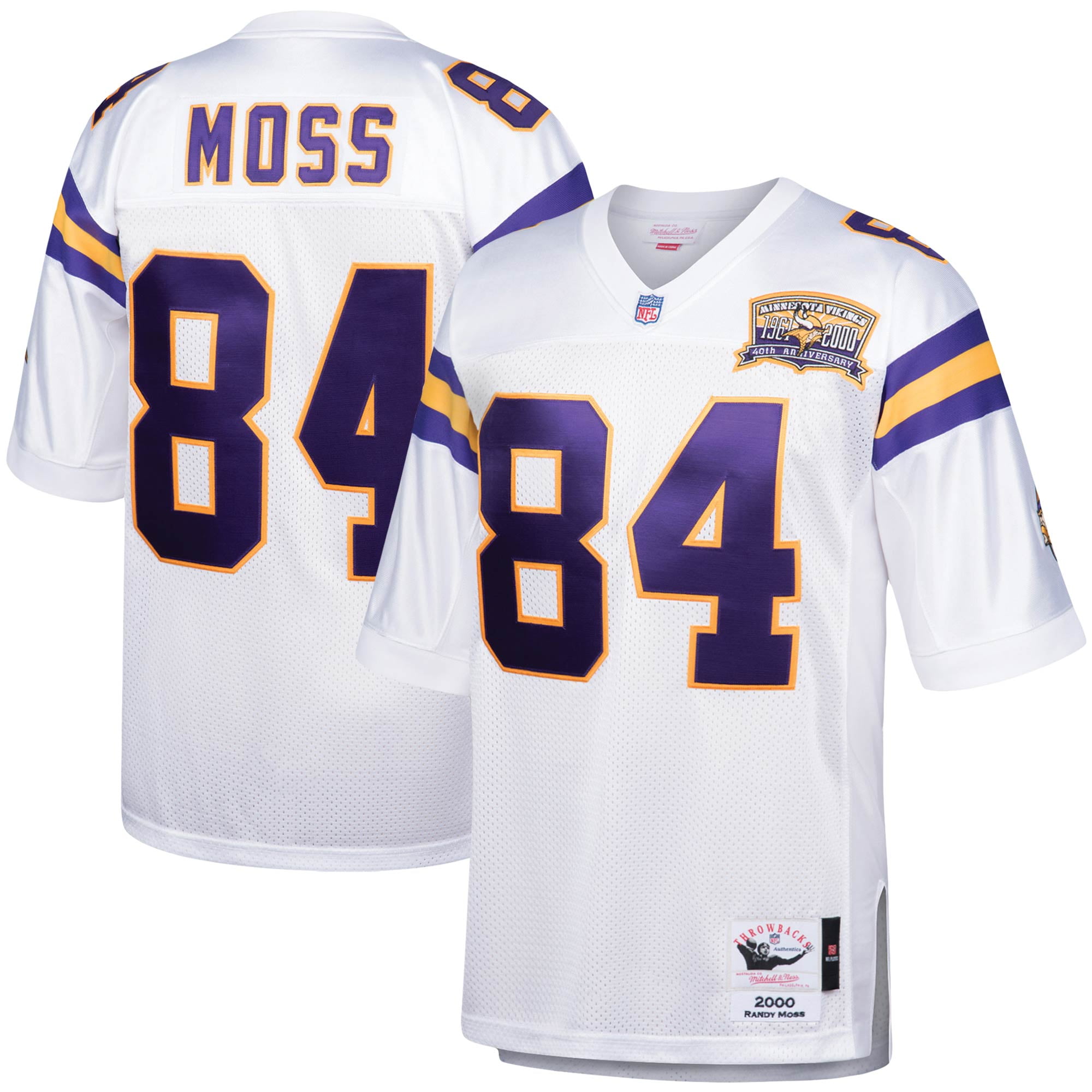 Men's Mitchell & Ness Randy Moss White Minnesota Vikings 2000 Authentic Throwback Retired Player ...