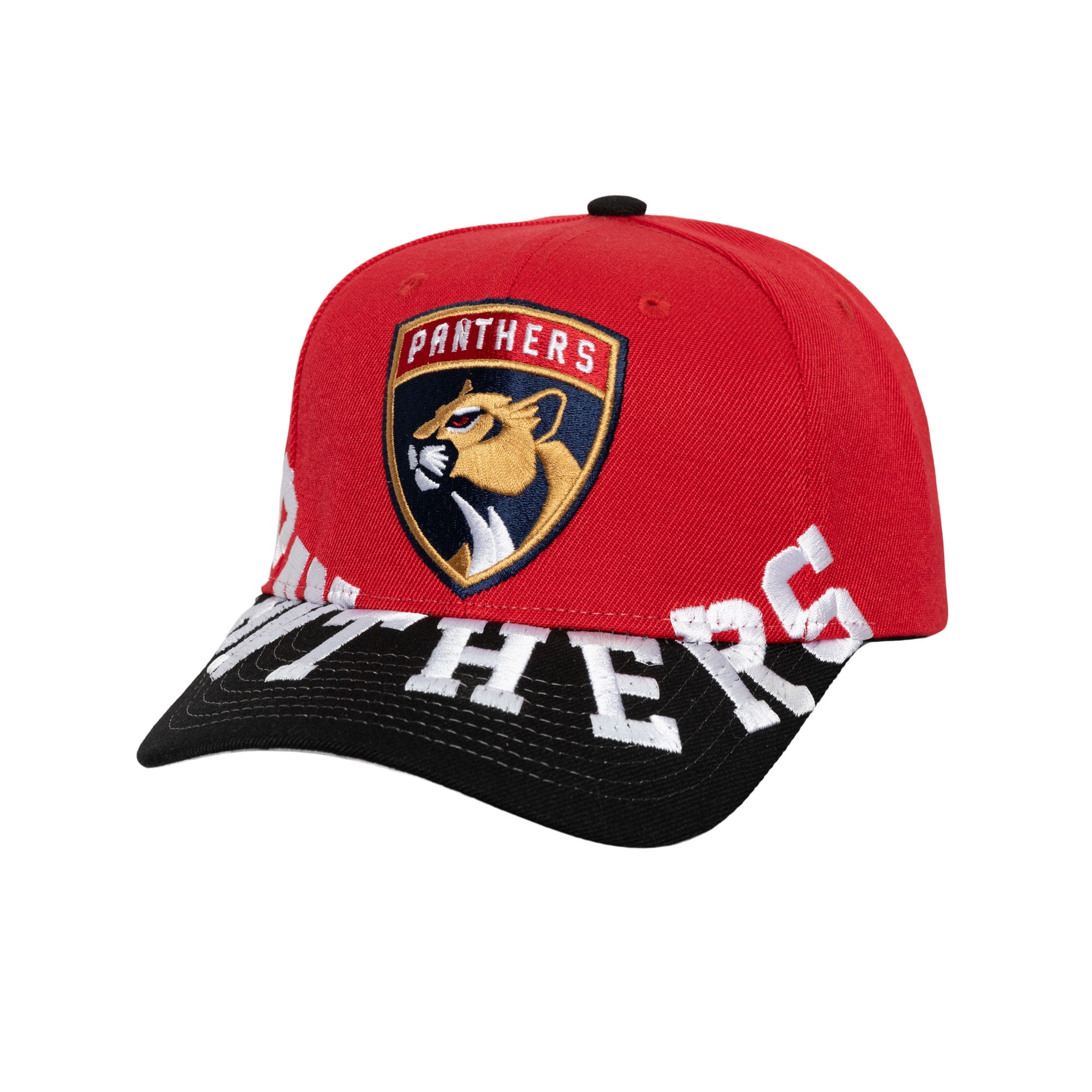 Men's Mitchell & Ness Red/Black Florida Panthers Underarch Two-Tone Pro Crown Snapback Hat ...