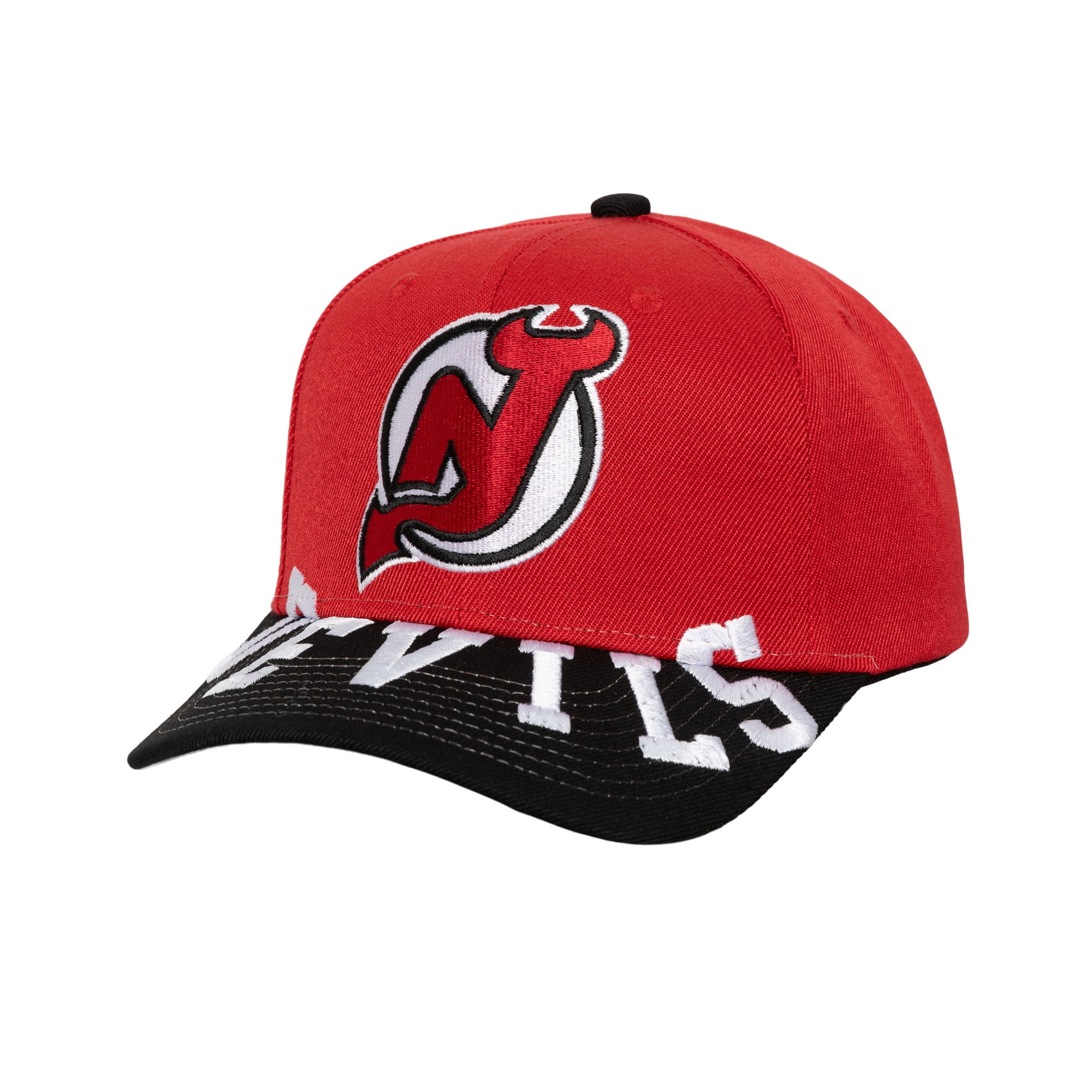 Men's Mitchell & Ness Red/Black New Jersey Devils Underarch Two-Tone Pro Crown Snapback Hat ...