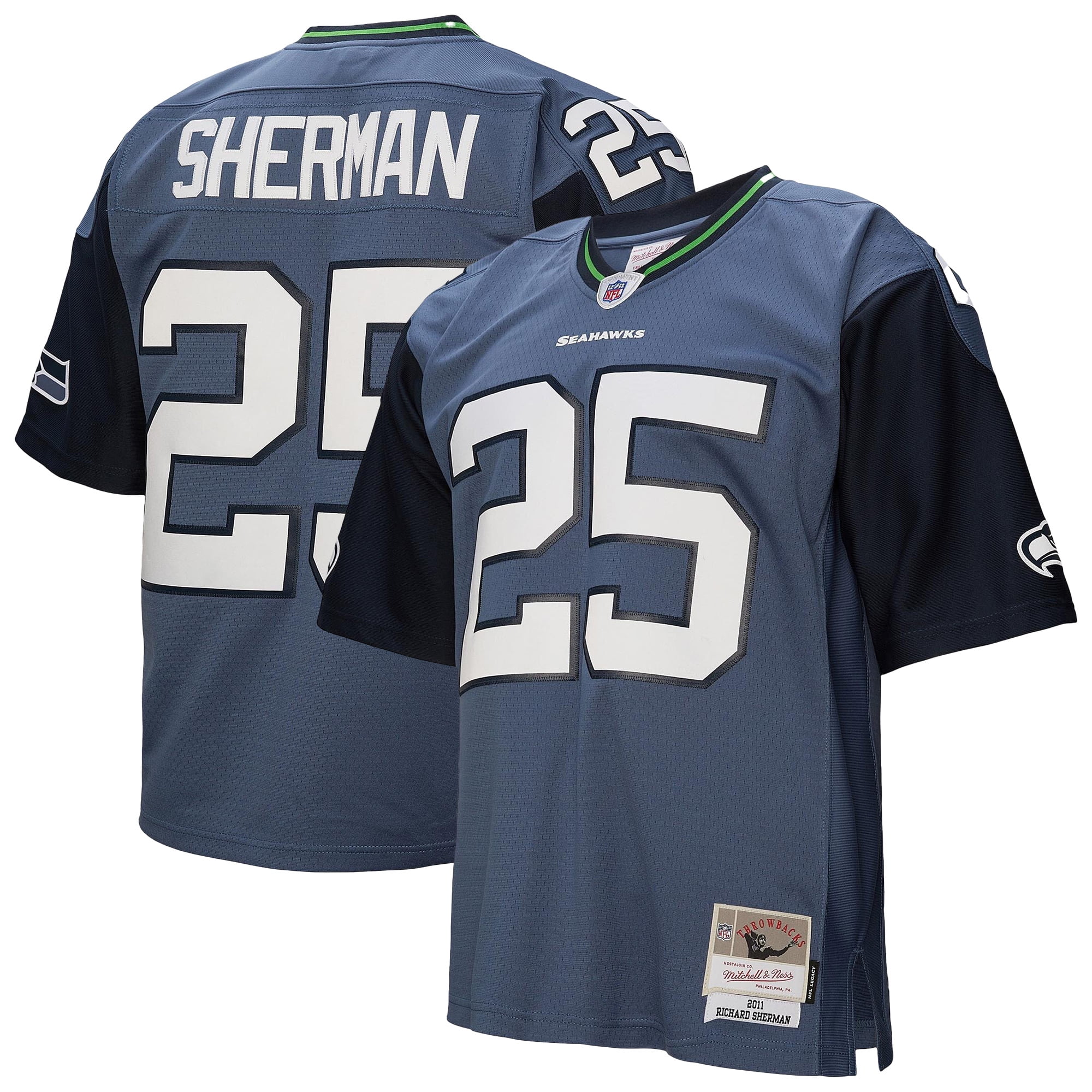 Men's Mitchell & Ness Richard Sherman Blue Seattle Seahawks 2011 Legacy ...
