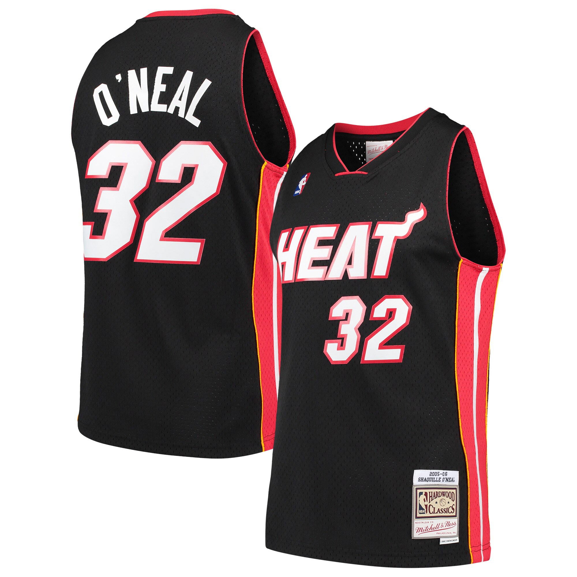 Men's Mitchell & Ness Shaquille O'Neal Black Miami Heat Hardwood ...
