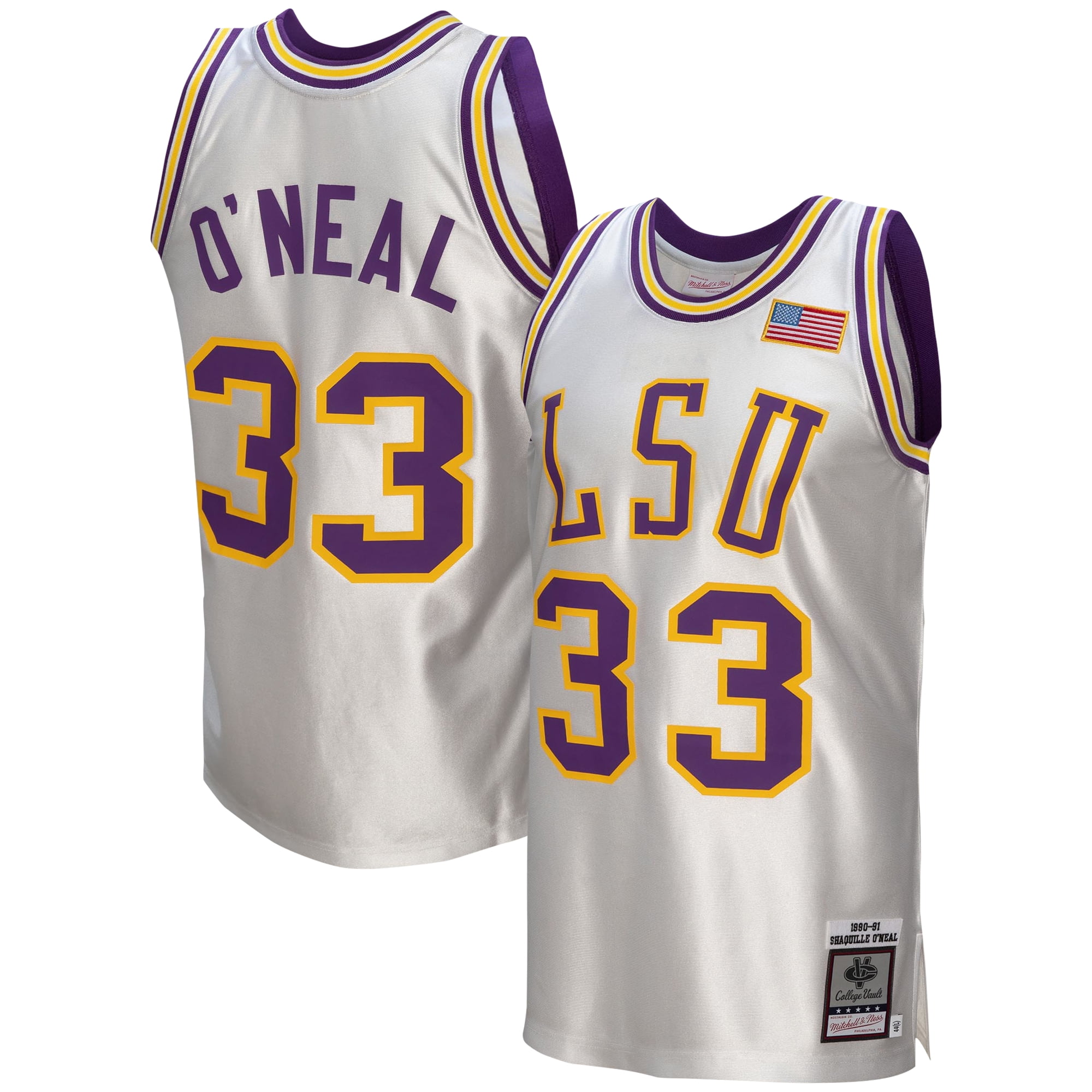 Men's Mitchell & Ness Shaquille O'Neal White LSU Tigers College Vault ...