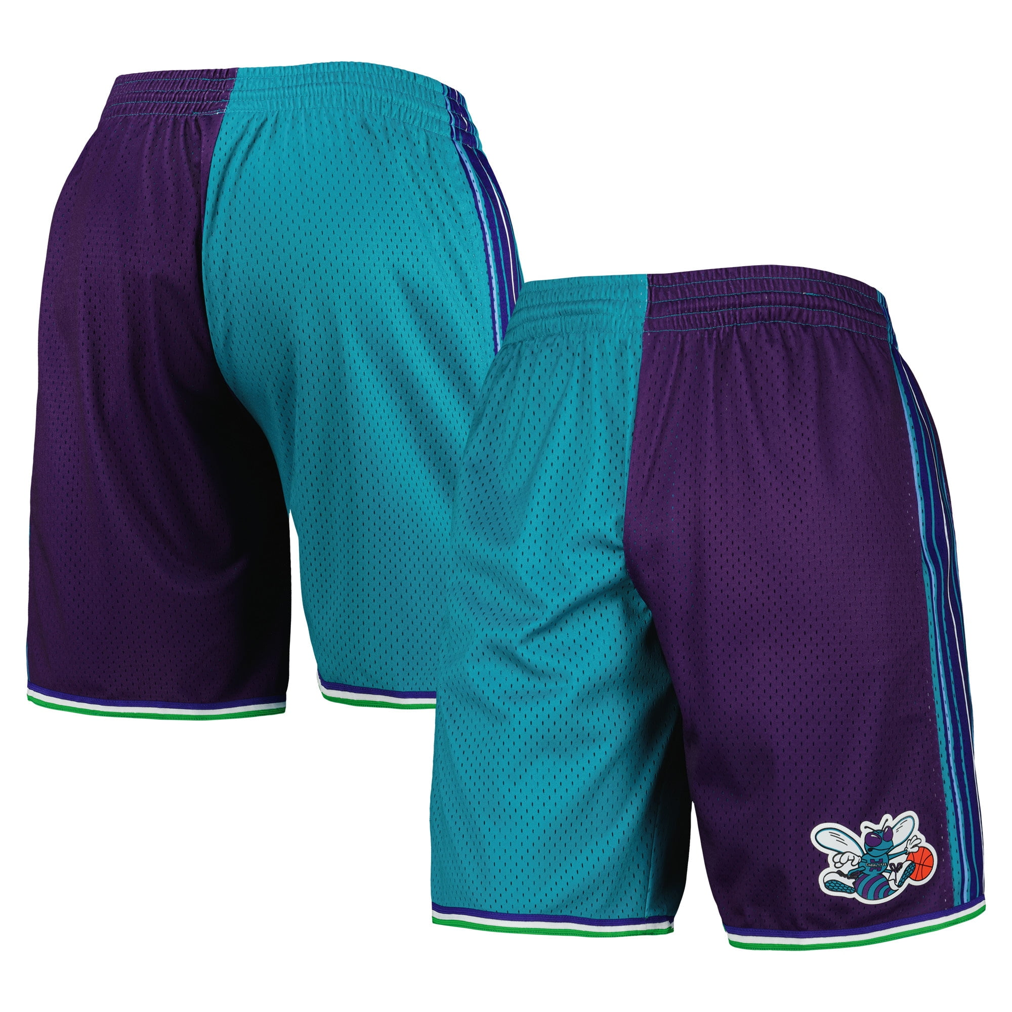 Men's Mitchell & Ness Teal/Purple Charlotte Hornets Hardwood Classics ...