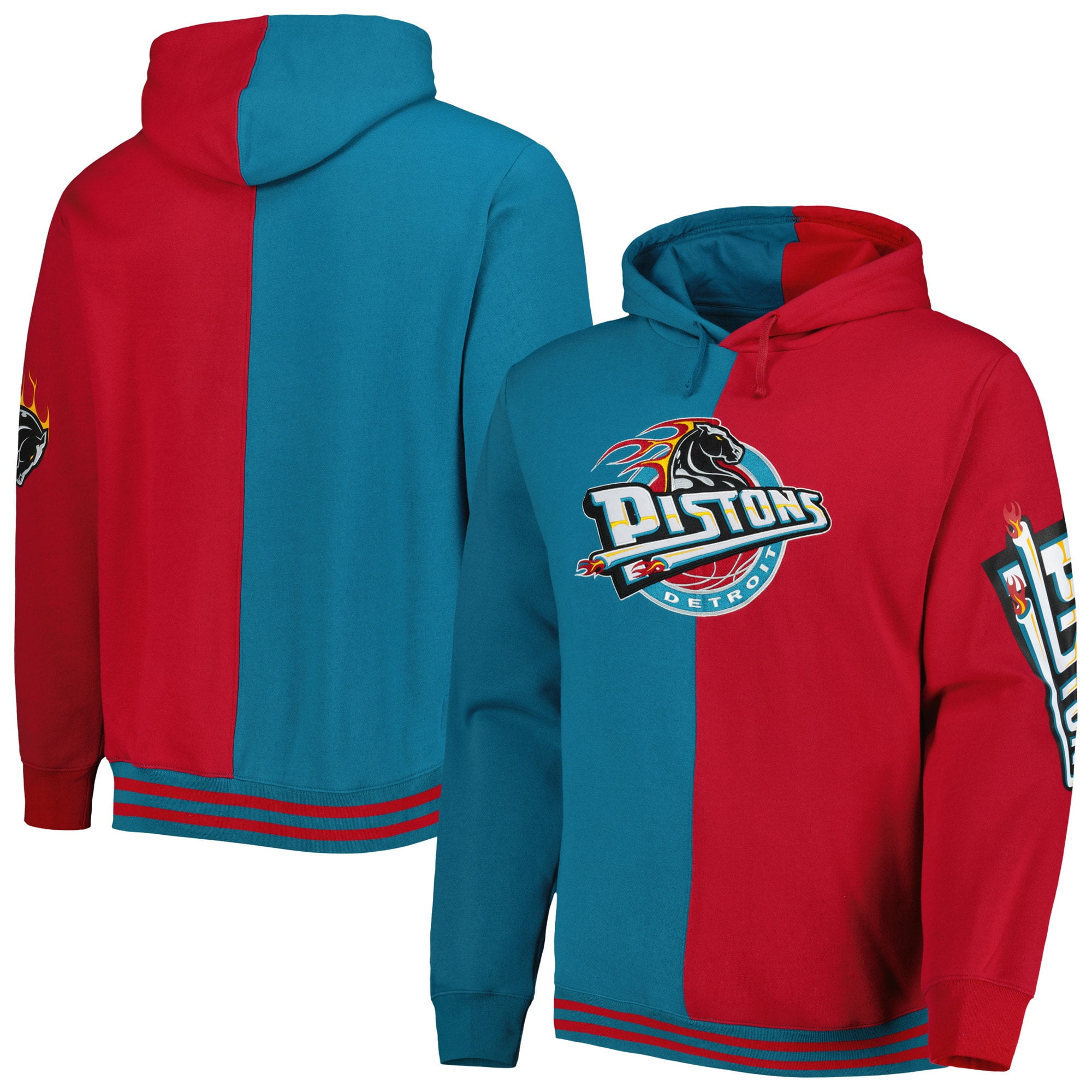 Men's Mitchell & Ness Teal/Red Detroit Pistons Big & Tall Hardwood ...