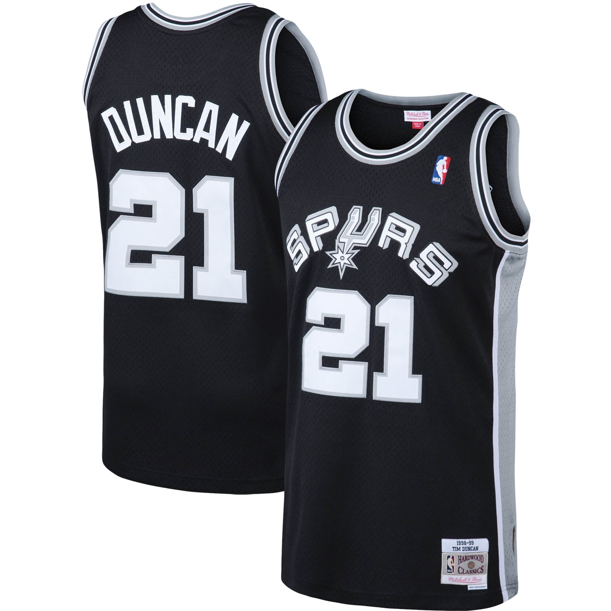 Men's Mitchell & Ness Tim Duncan Black San Antonio Spurs 1998/99 Big ...