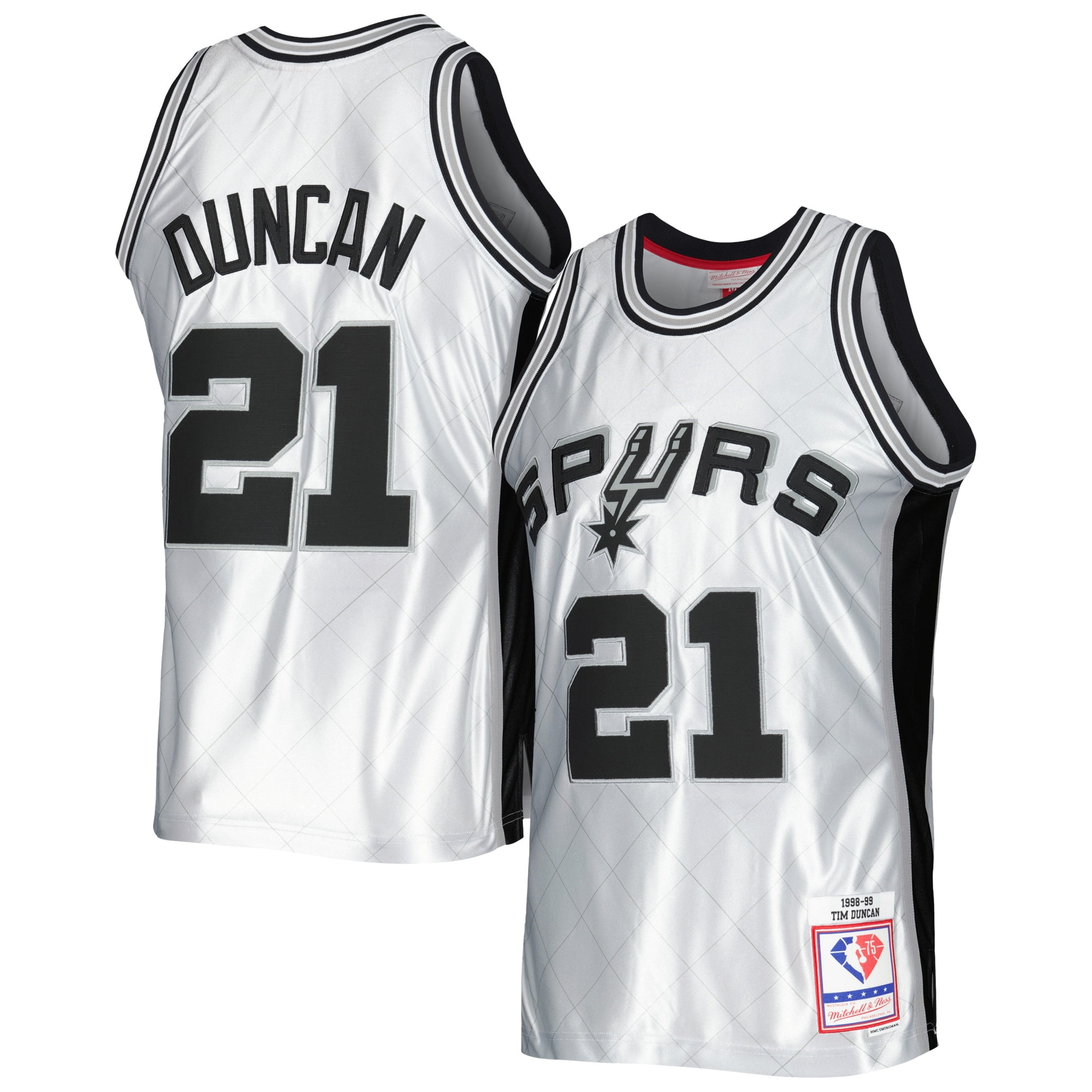Men's Mitchell & Ness Tim Duncan Platinum San Antonio Spurs 1998/99 ...