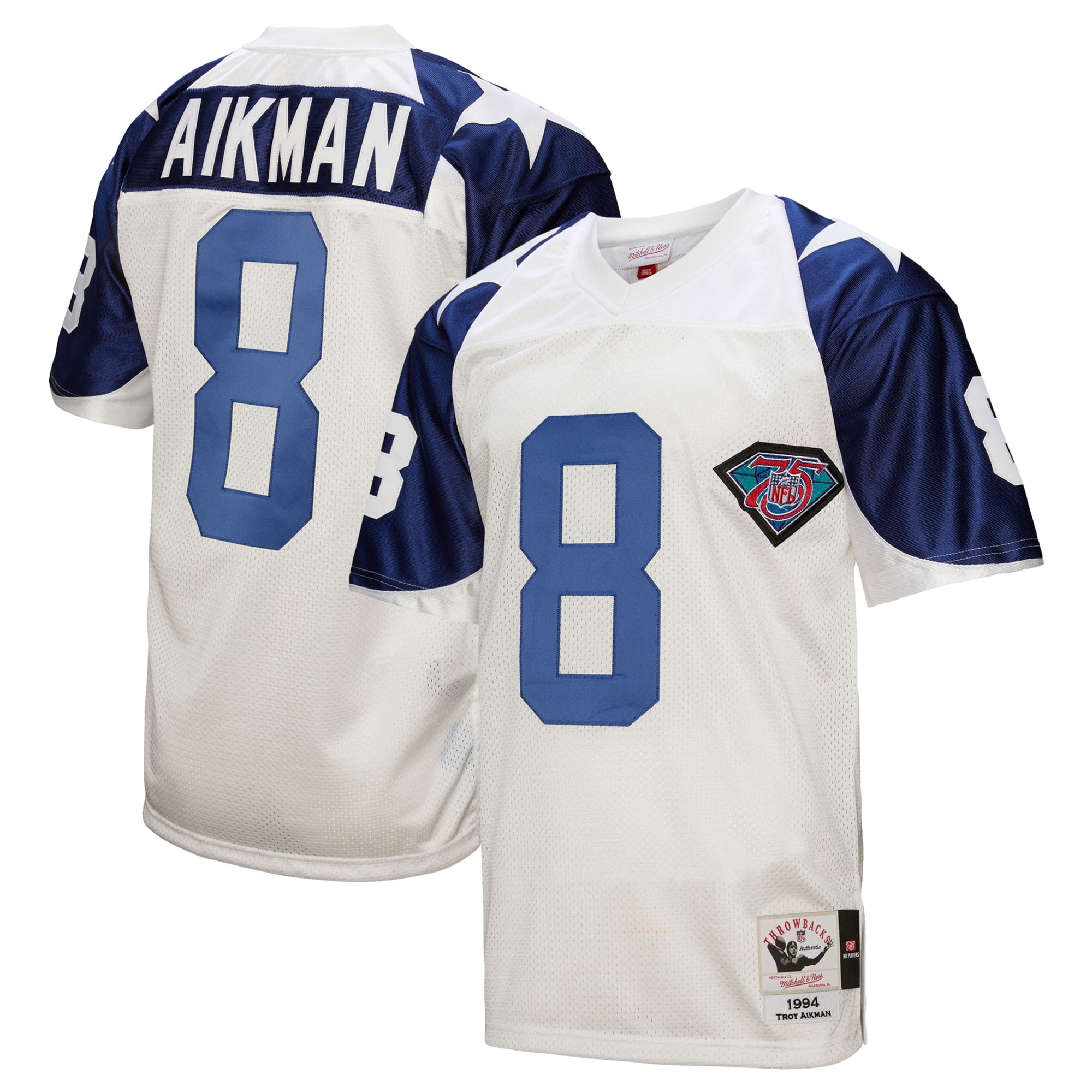 Men's Mitchell & Ness Troy Aikman White Dallas Cowboys 1994 Authentic ...
