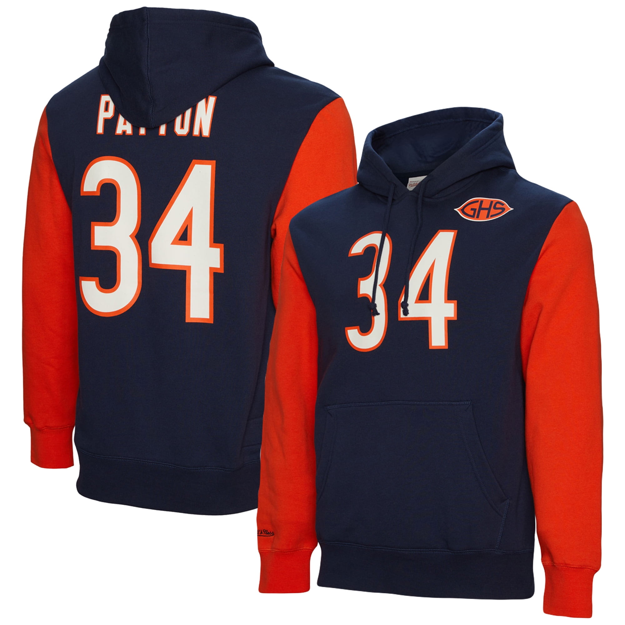 Men's Mitchell & Ness Walter Payton Navy Chicago Bears Retired Player Name & Number Pullover ...