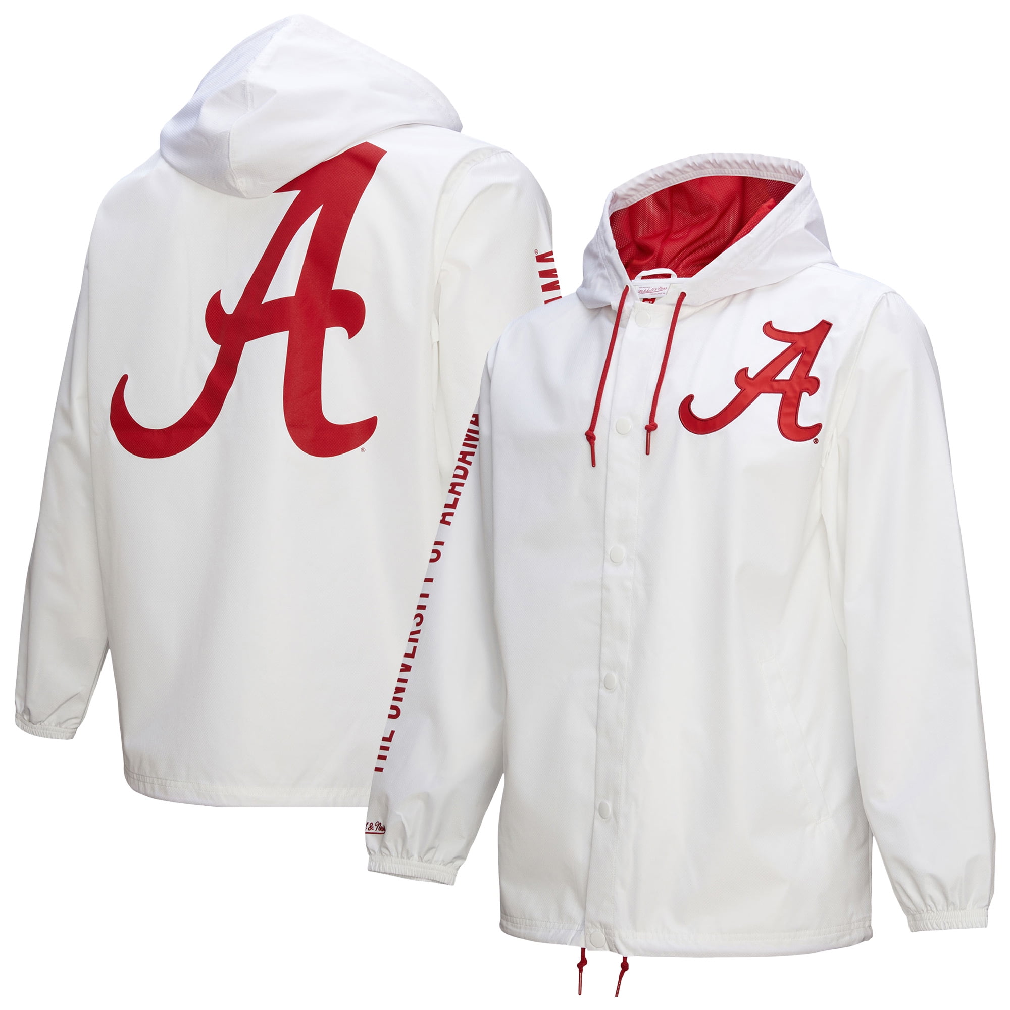 Men's-Mitchell & Ness White Alabama Crimson Tide Coaches Full-Snap ...