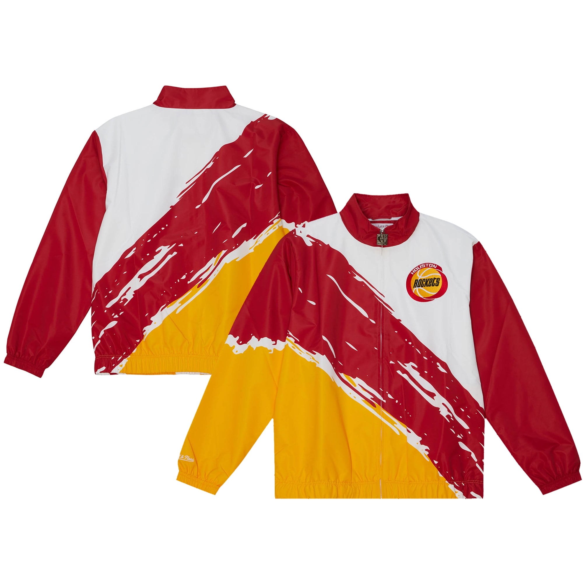 Men's Mitchell & Ness White Houston Rockets Paintbrush Full-Zip ...