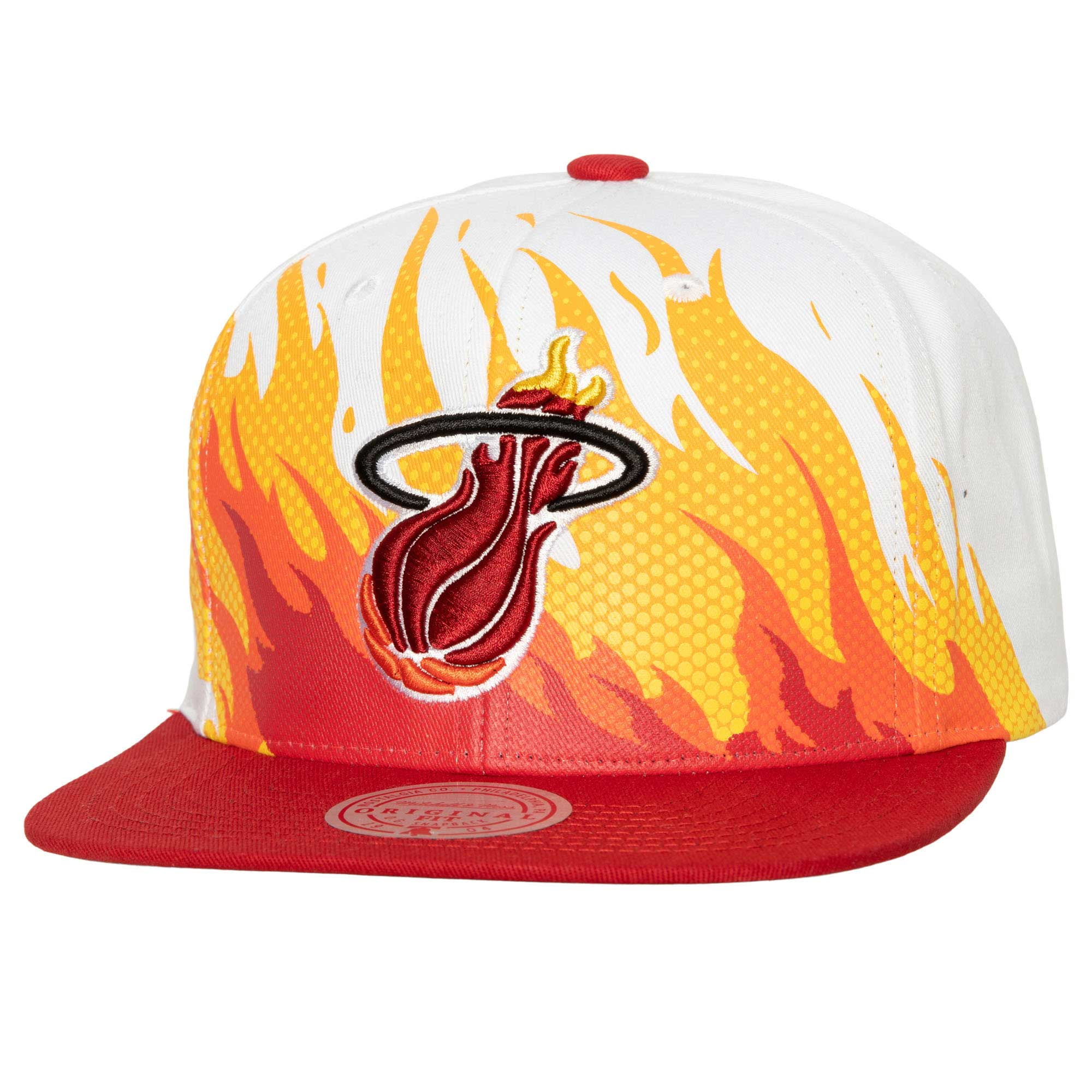 Men's Mitchell & Ness White Miami Heat Hot Fire Snapback Hat - Walmart.com