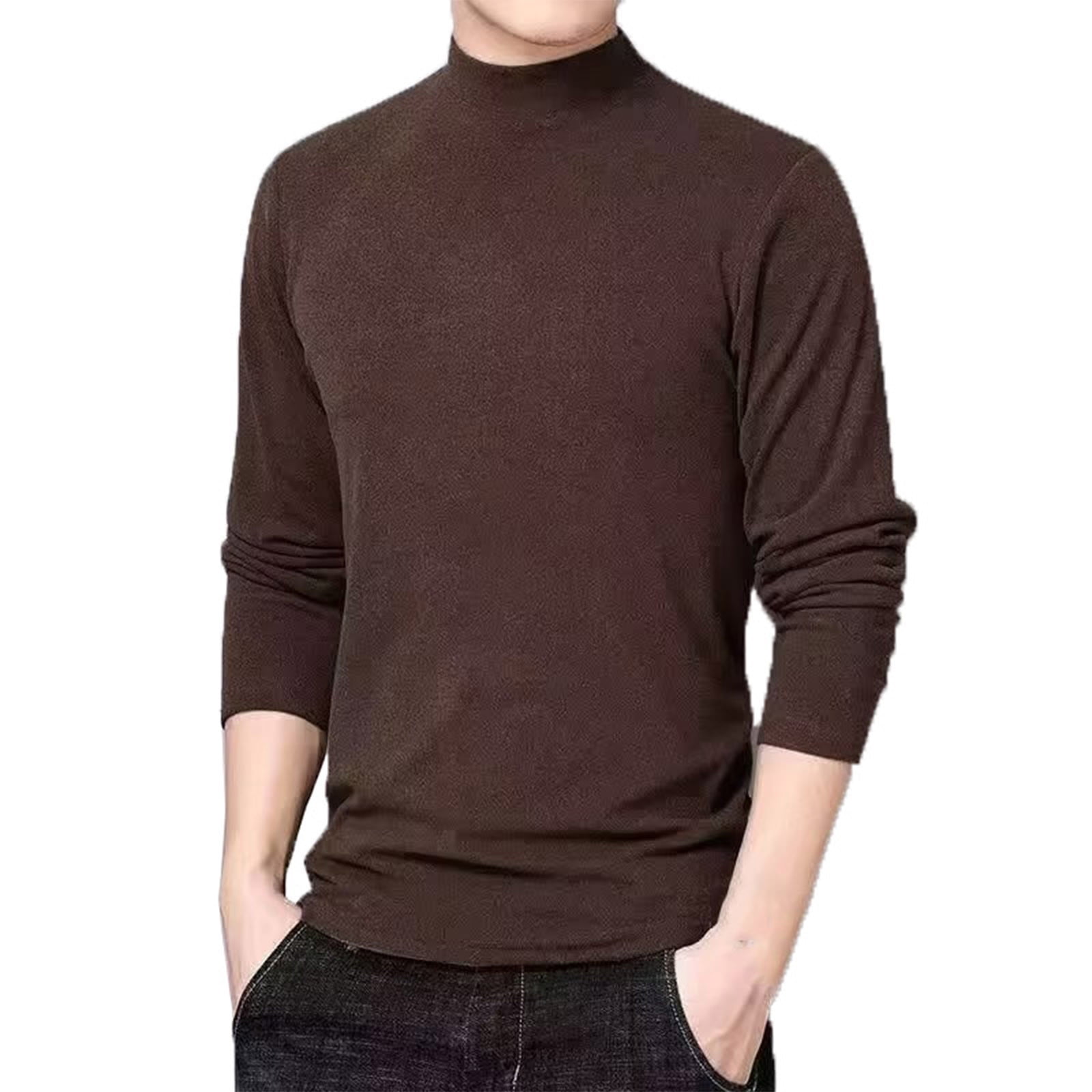 Men's Mock Turtleneck Long Sleeve T Shirts Basic Casual Knitted Half ...