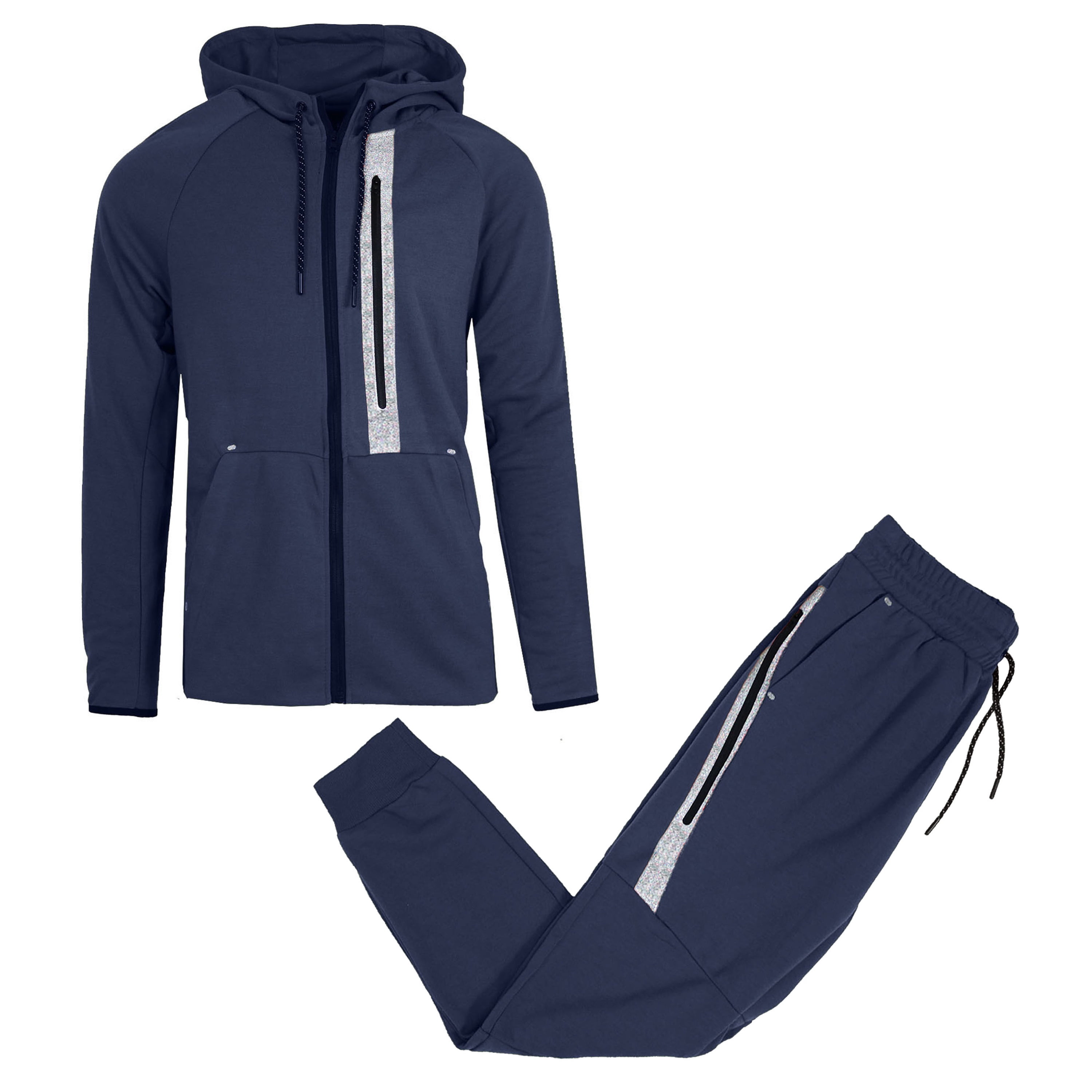 Men's Modern Fit Full Zip Tech Fleece Hoodie and Jogger 2-Piece Set ...