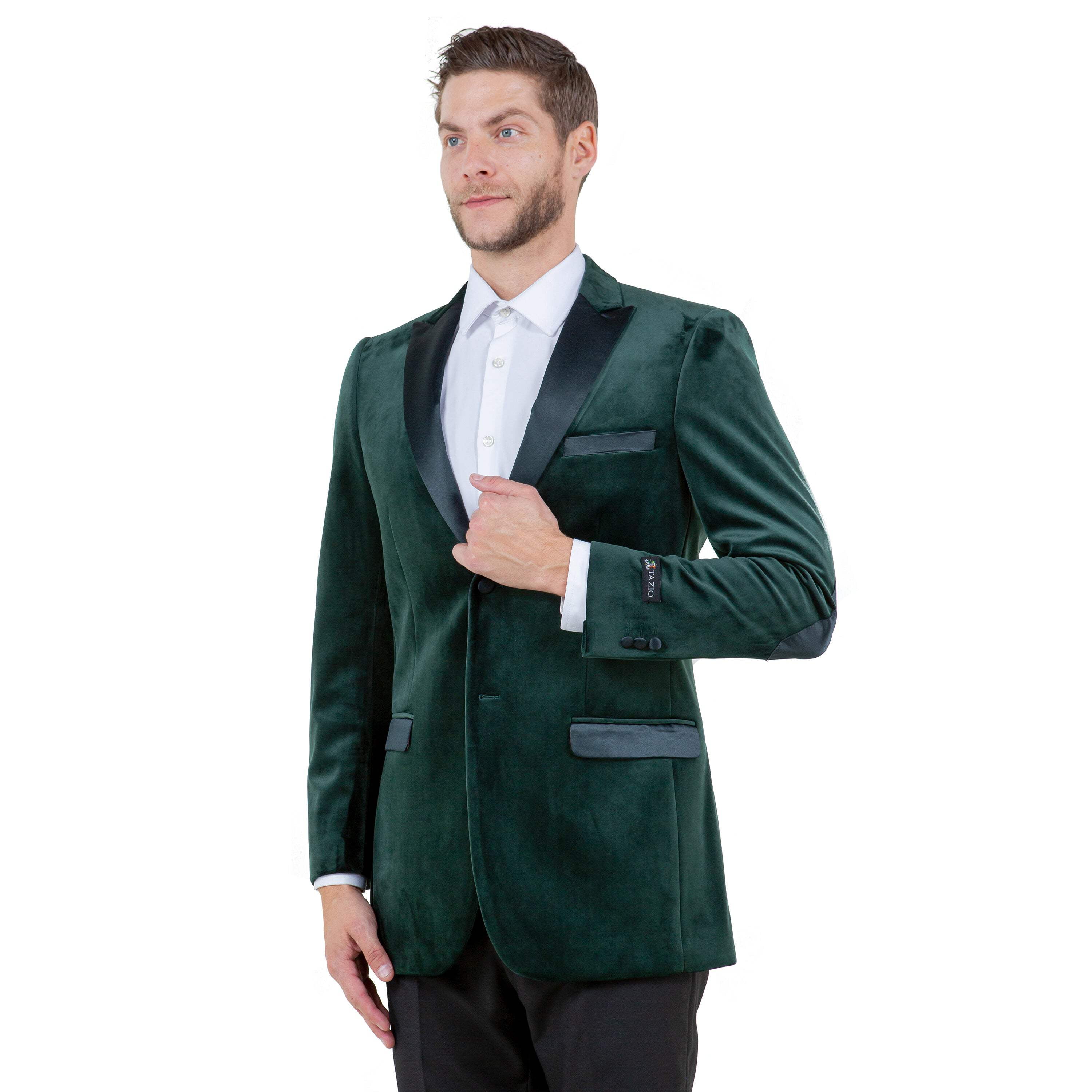 Men's Modern Fit Velvet Blazer w/ Elbow Patch - Walmart.com