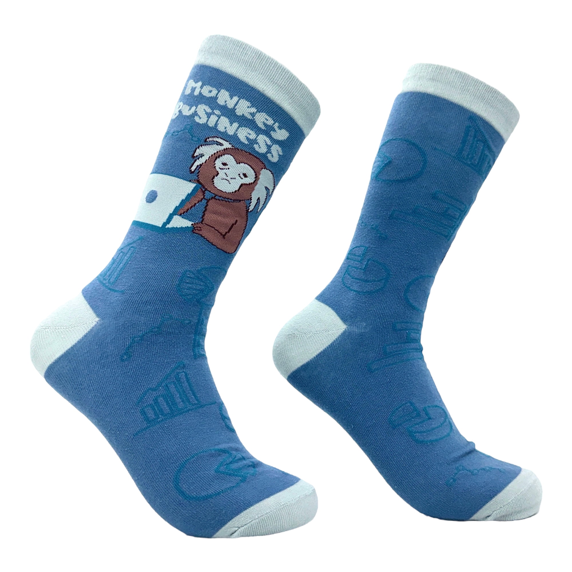 Men's Monkey Business Socks Funny Ape Office Work Employee Joke ...