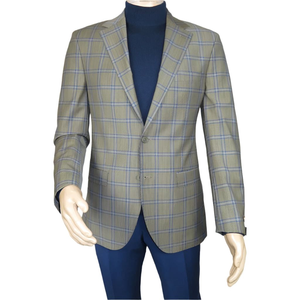 Men's Mono Turkey Sport Coat 100% Super 180s Wool 1480-02 Tan Blue ...