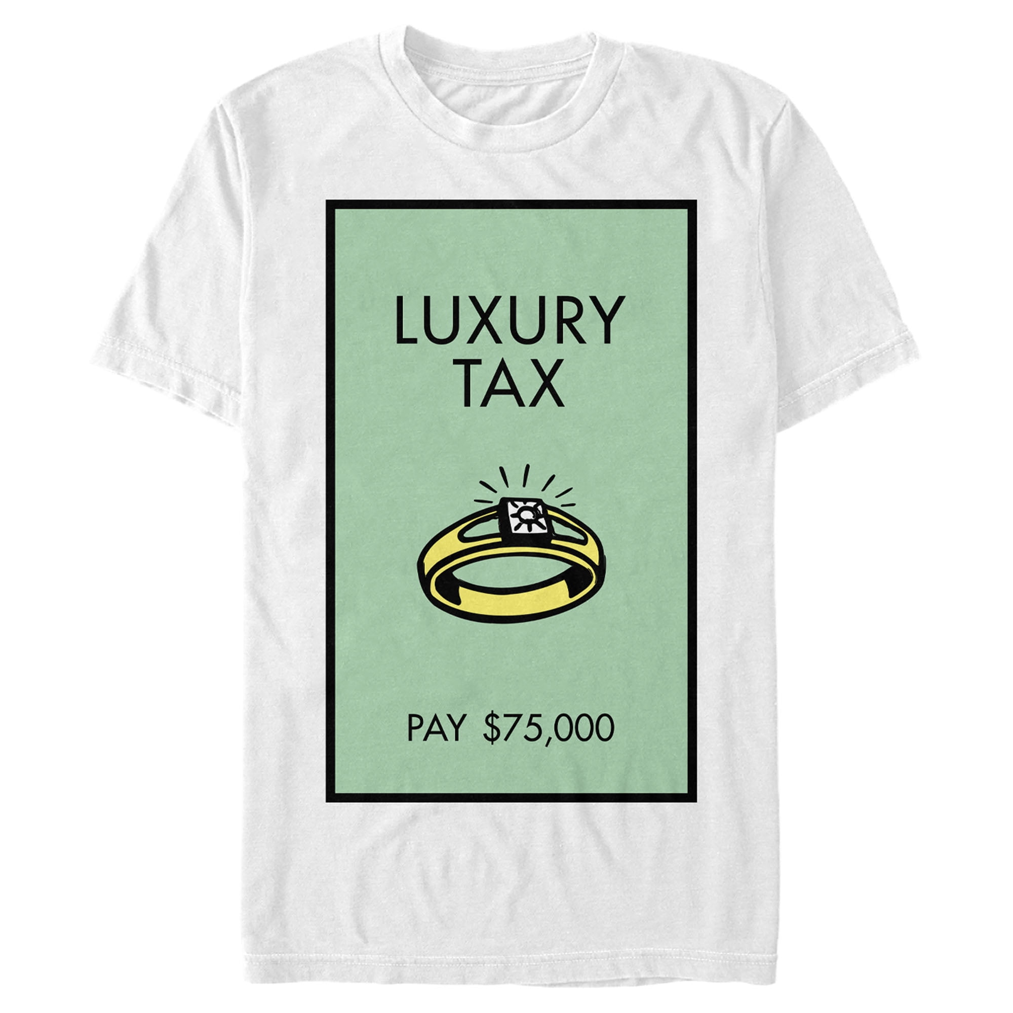 Men's Monopoly Luxury Tax Diamond Ring Card Graphic Tee White Large ...