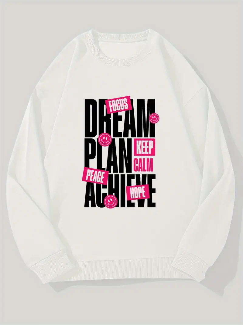 Men's Motivational Sweatshirt with FOCUS DREAM PLAN ACHIEVE Goal ...