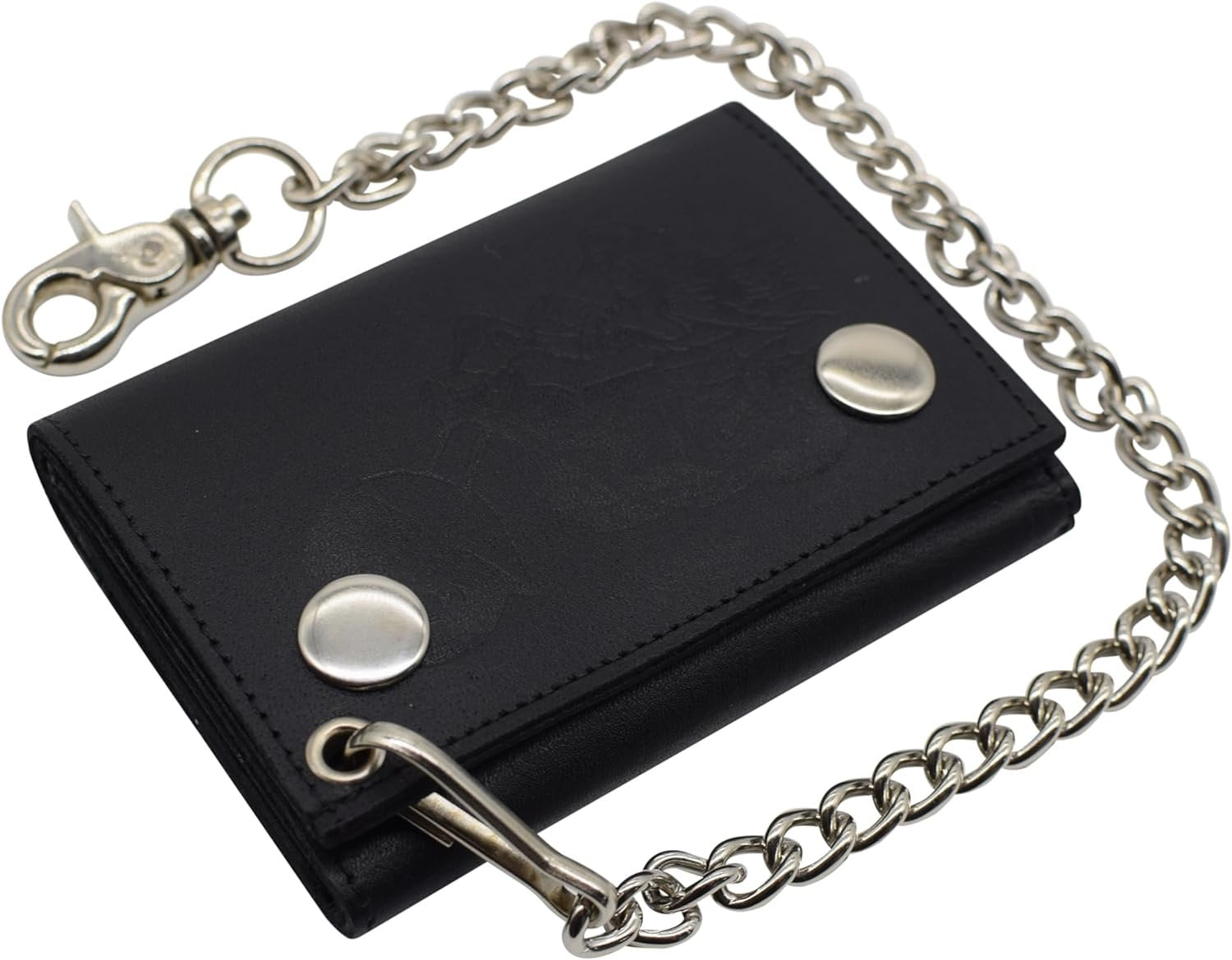 Men's Motorcycle RFID Blocking Trifold Biker Genuine Leather Steel ...