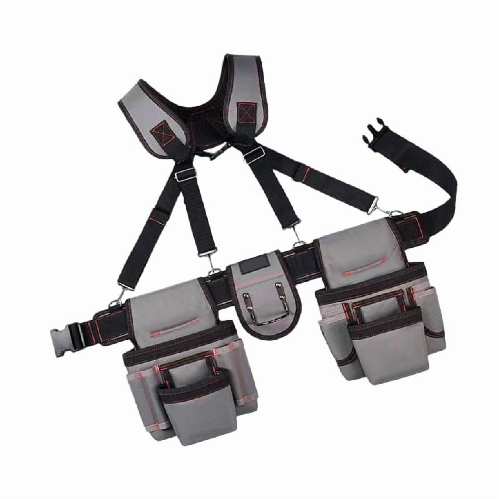 Men's Multi Pocket Construction Tool Belt Adjustable Suspenders Tool ...