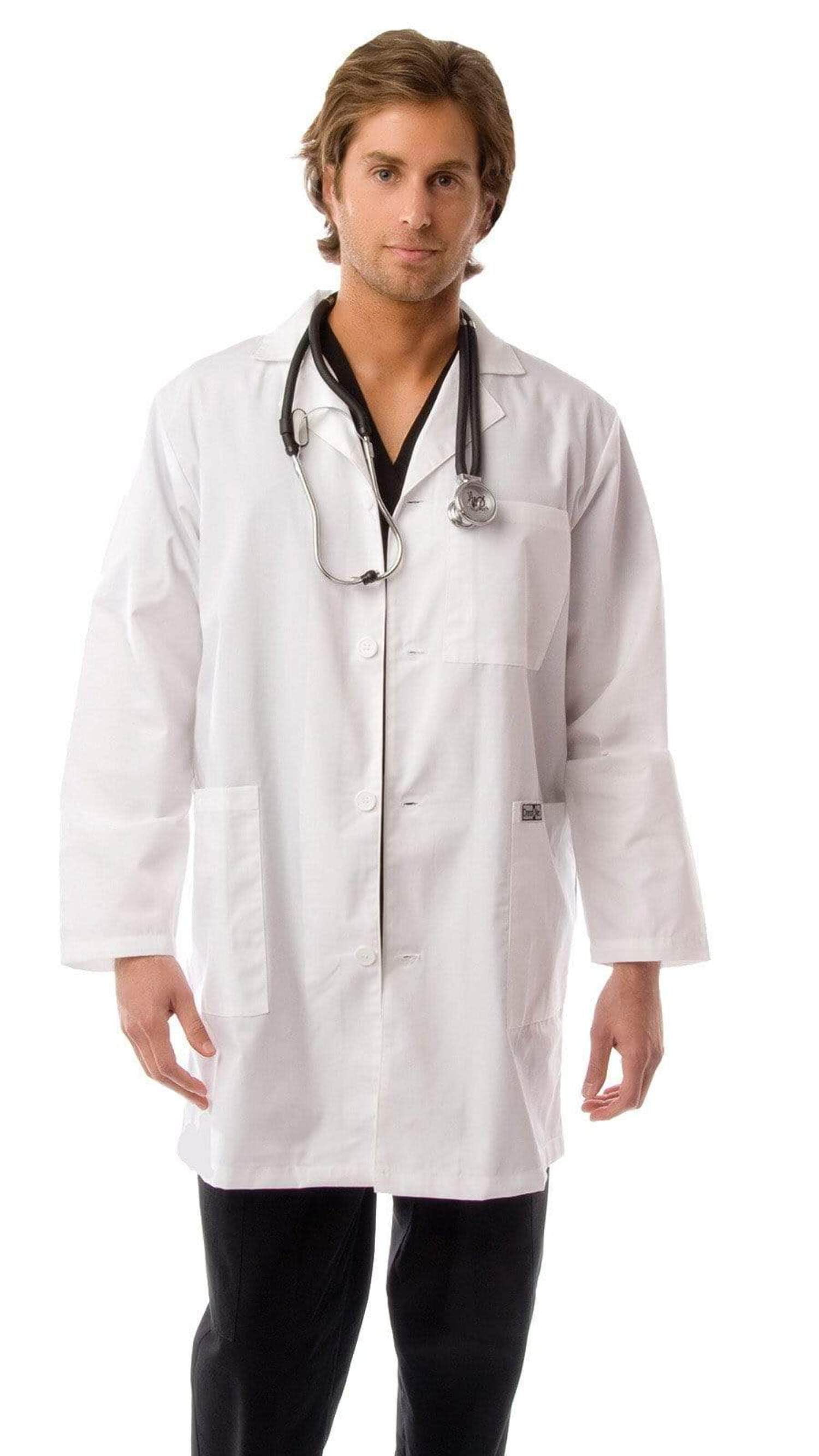 Men's Multi-Pocket Long Lab Coat Medical Uniform - Walmart.com